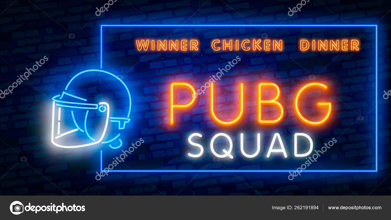 Game Battle Grounds neon sign, bright signboard, light banner, PUBG ...