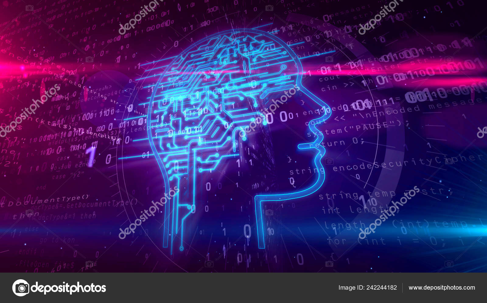 Artificial Intelligence Head Shape Digital Background Working ...