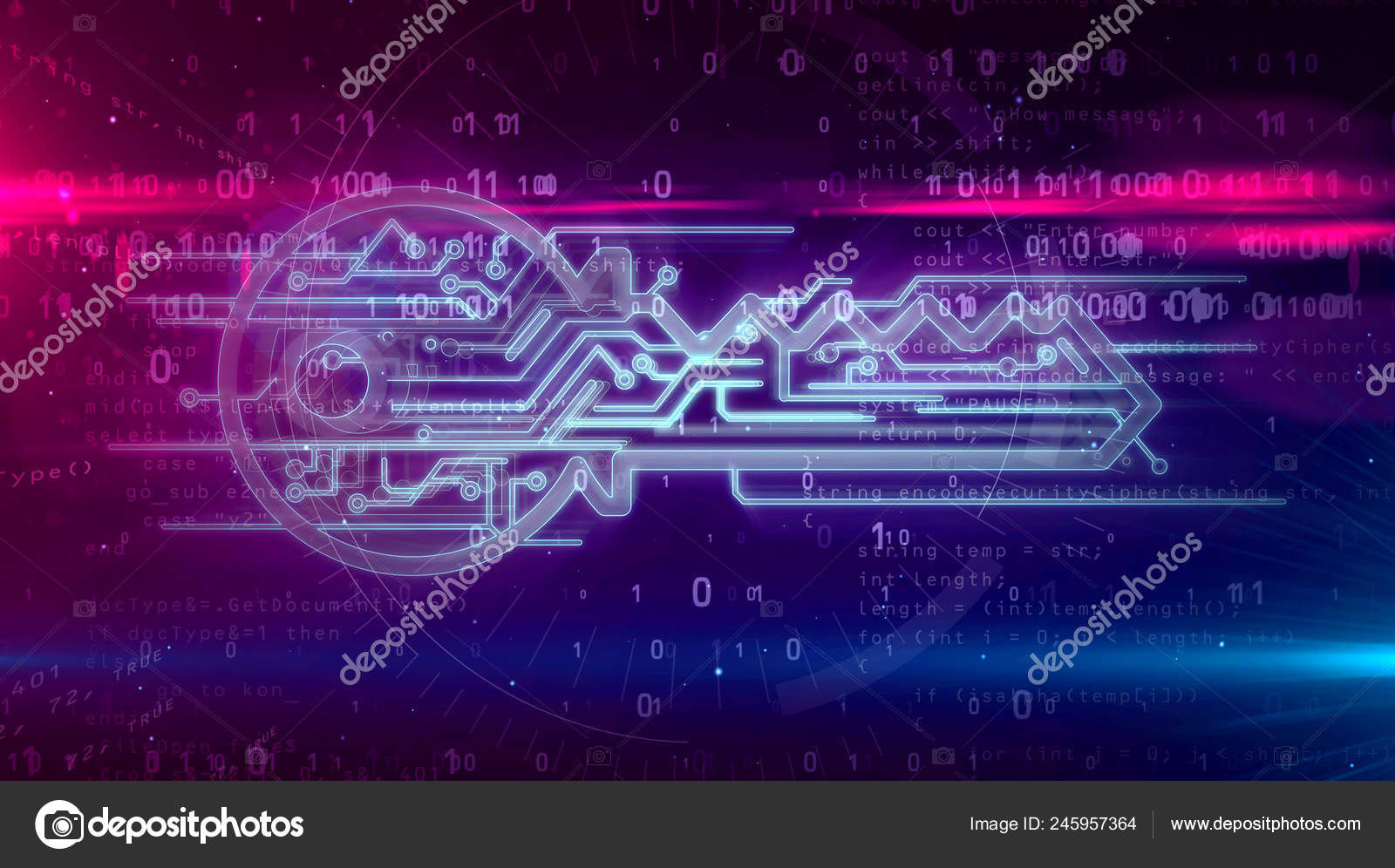 Data Encryption Cyber Protection Digital Key Sign Dynamic Binary Background — Stock Photo ...