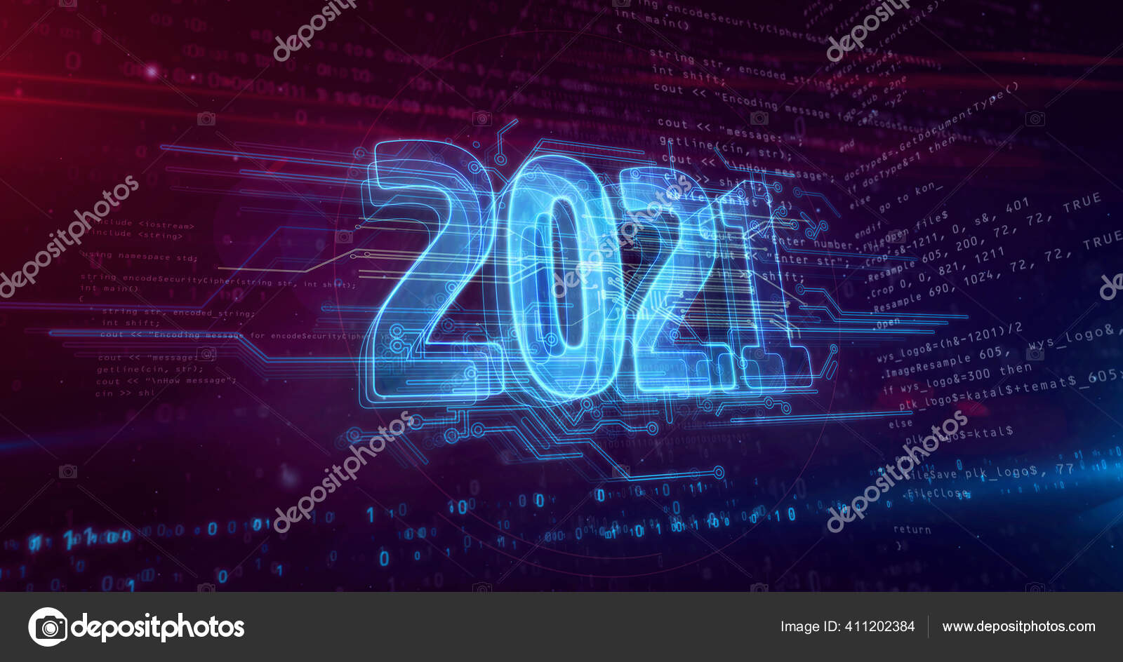 2021 Year New Cyber Design Concept Futuristic Abstract Rendering ...