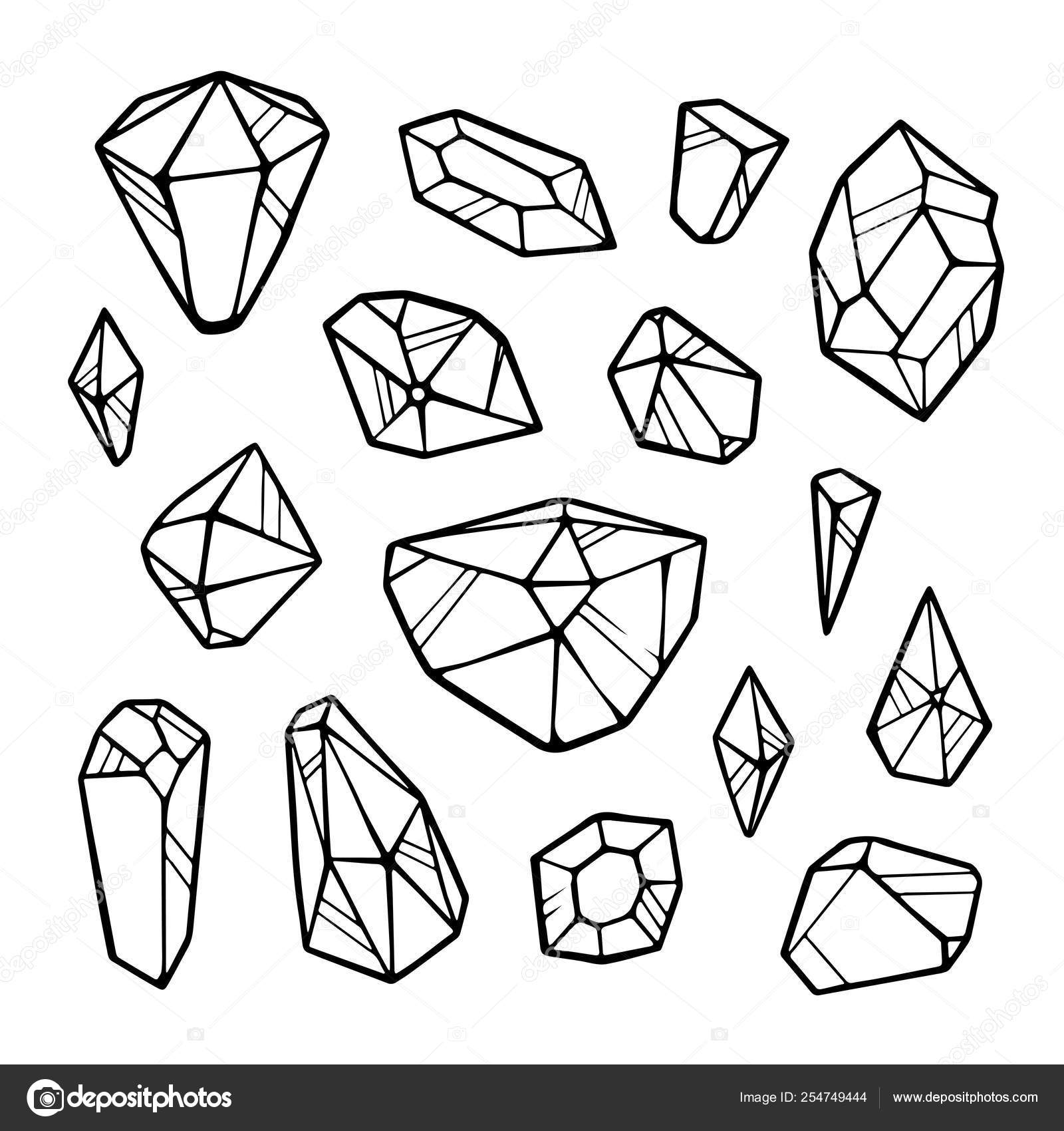 Vector line crystals isolated on white background Stock Vector by ...