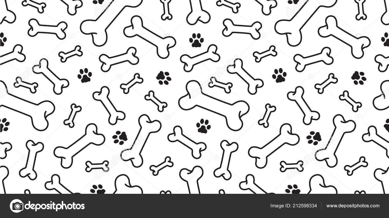 Dog Bone Seamless Pattern Paw Vector French Bulldog Pug Isolated Stock ...