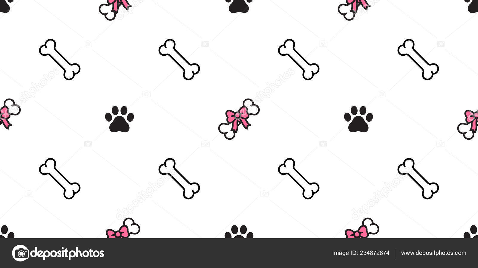 Dog Bone Seamless Pattern Vector Bow Tie Heart Valentine French Stock ...