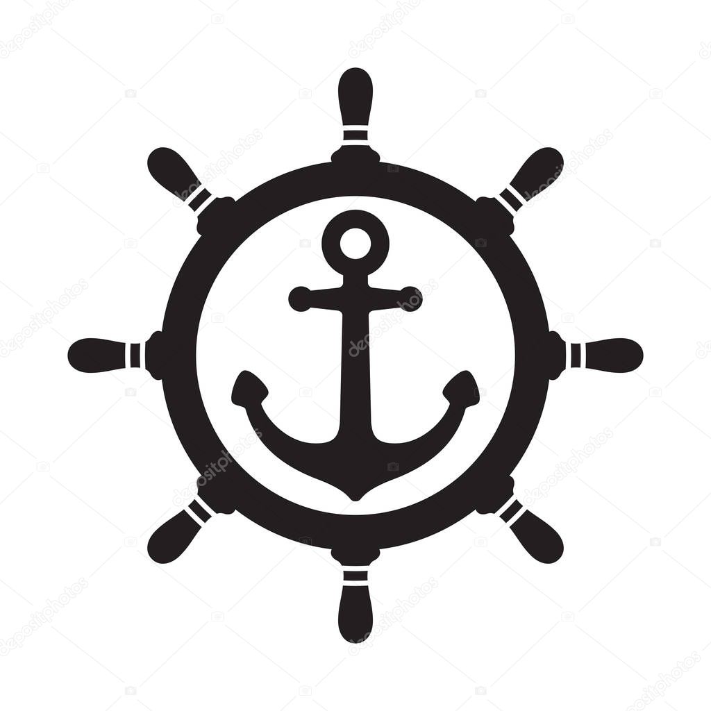 Ancla timón vector icono logo barco pirata náutico mar marítimo ...