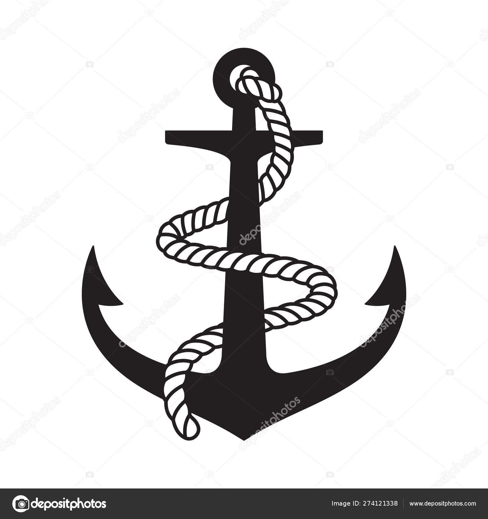 Ancla Vector Icono Logotipo Barco Símbolo Pirata Timón Náutico Marítimo ...