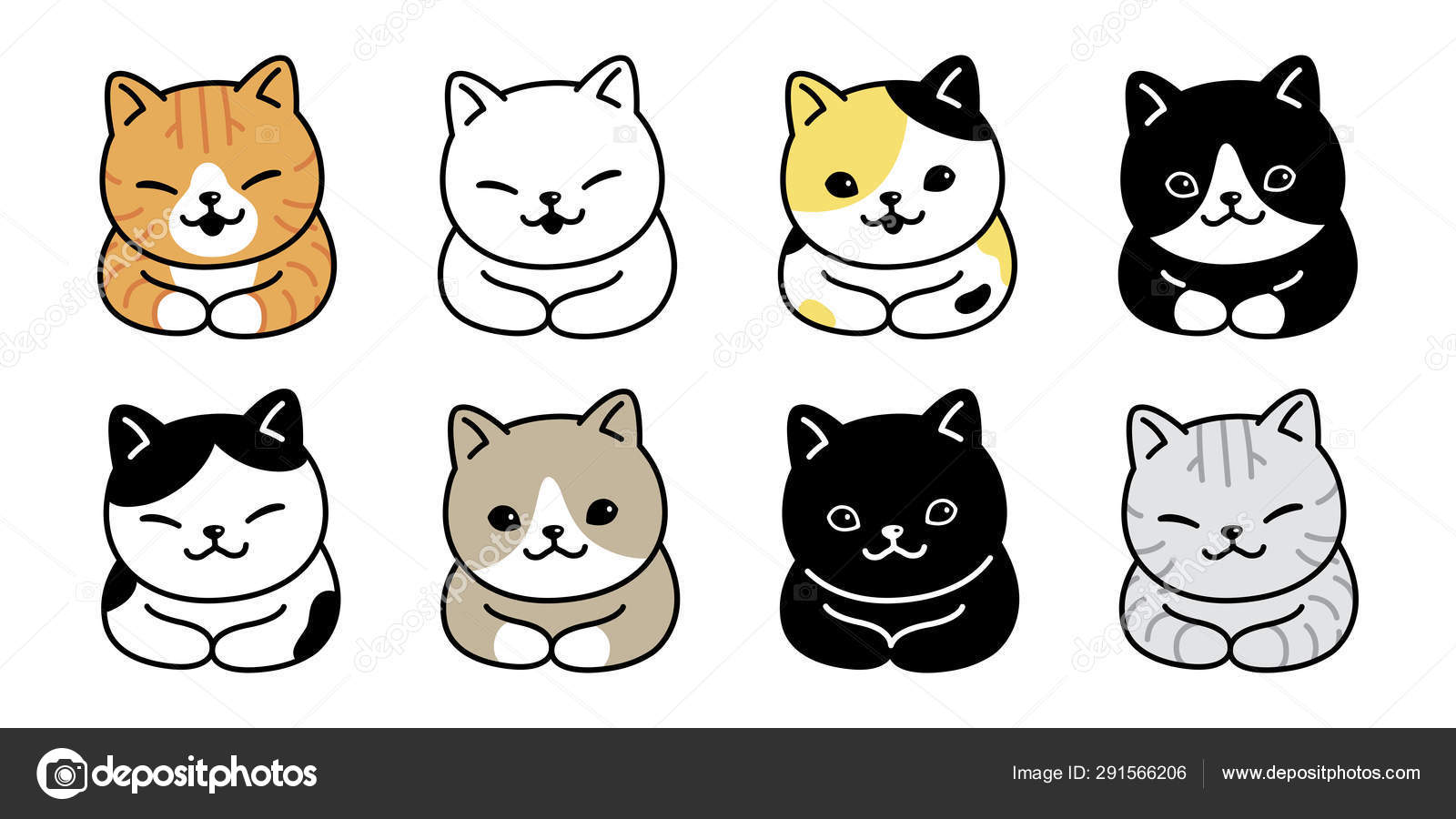 Cat Vector Kitten Breed Calico Icon Logo Symbol Cartoon Character ...