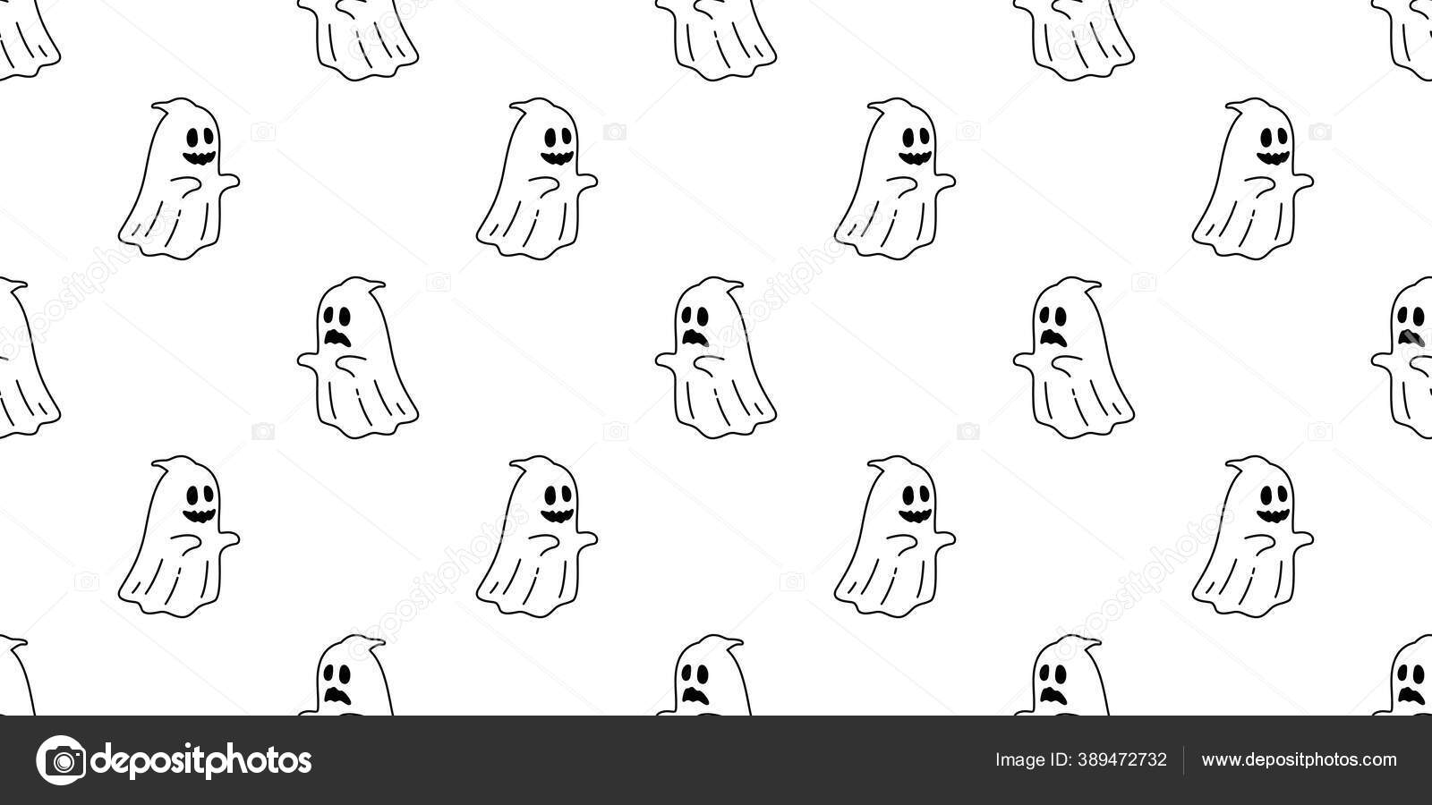 Ghost Seamless Pattern Vector Halloween Spooky Scarf Isolated Repeat Wallpaper Stock Vector by ...