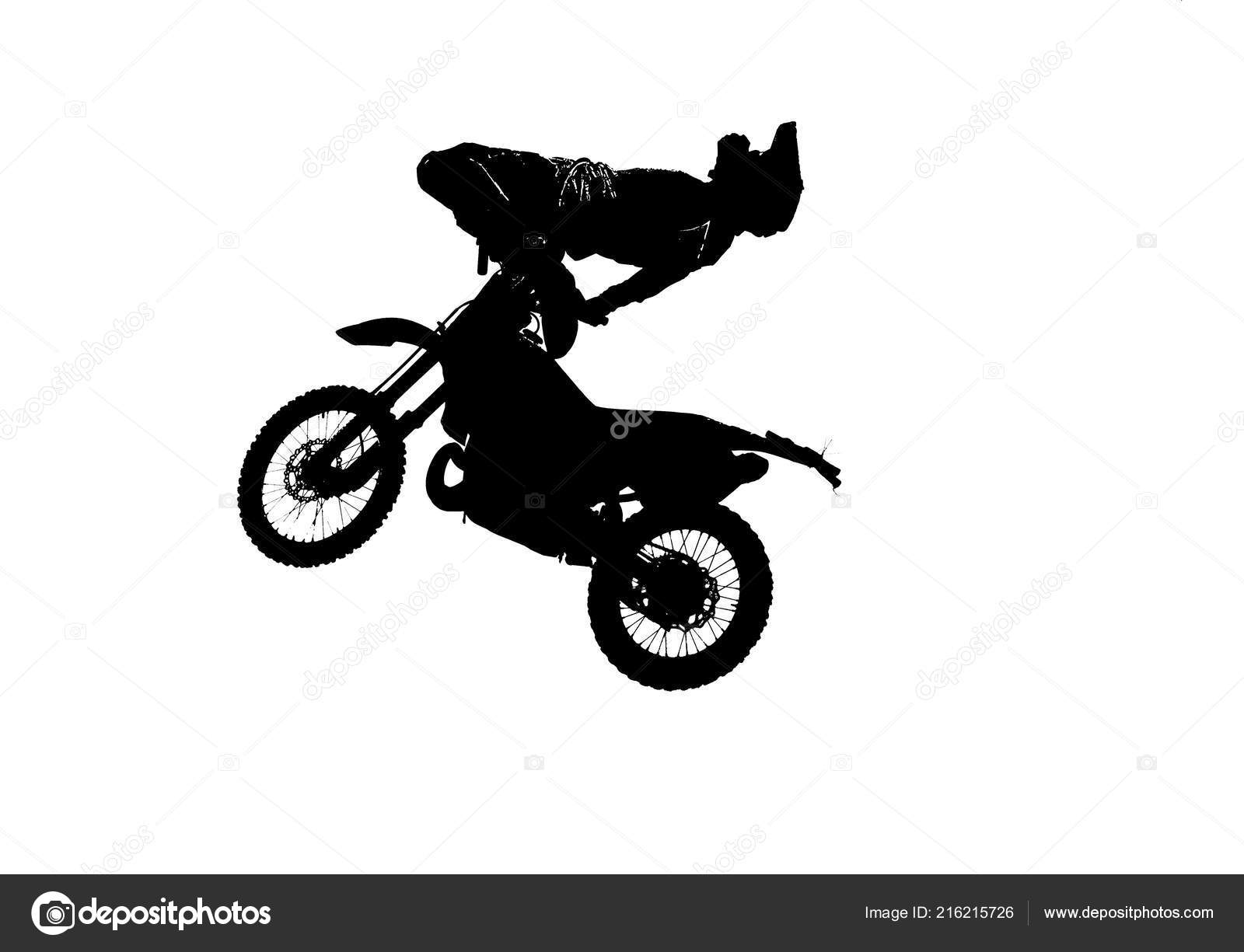 Silhouette Pro Motocross Rider Riding Fmx Motorbike Jumping Performing ...
