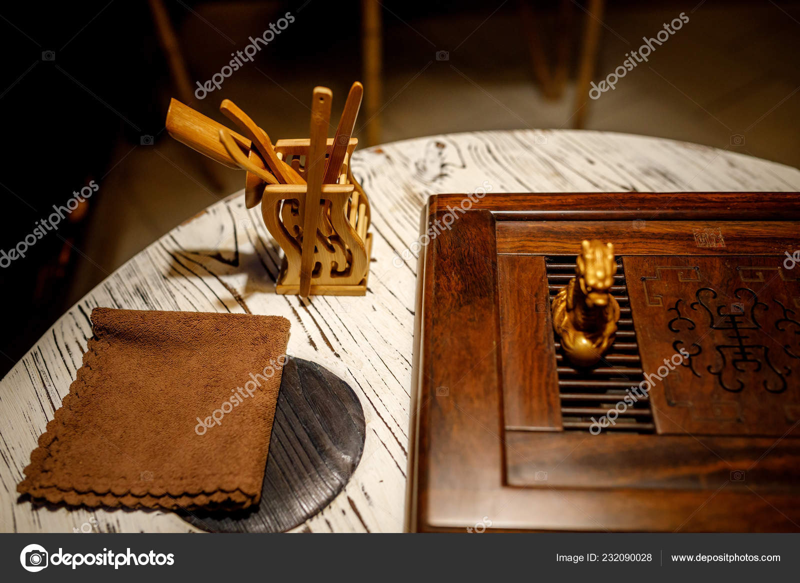 Shen Puer Tea Brewing Process Tea Ceremony — Stock Photo © Peryn #232090028