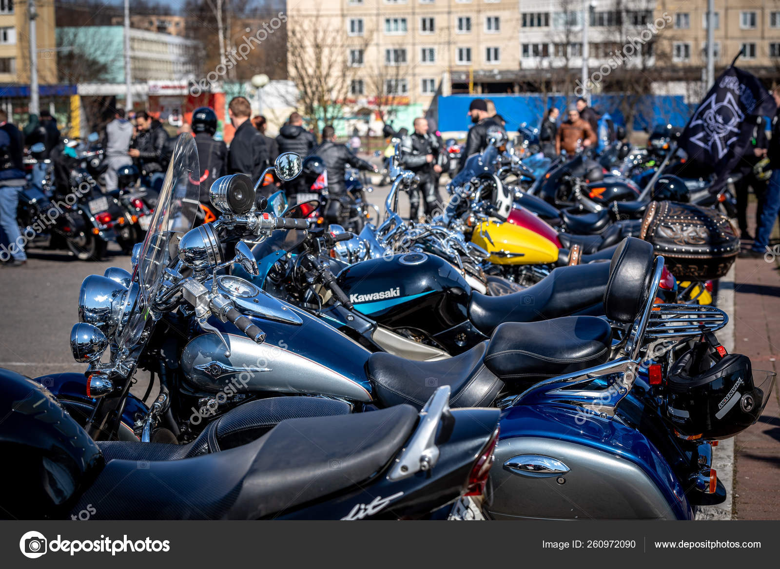 MINSK, BELARUS - 1 MARTH, 2019: group of bikers riding motorbike ...