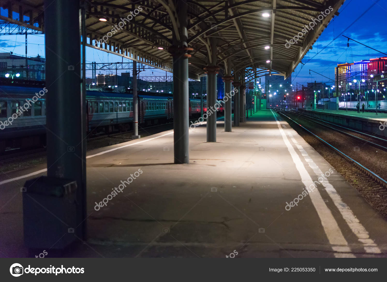 Empty Train Station Night — Stock Photo © Parshko #225053350