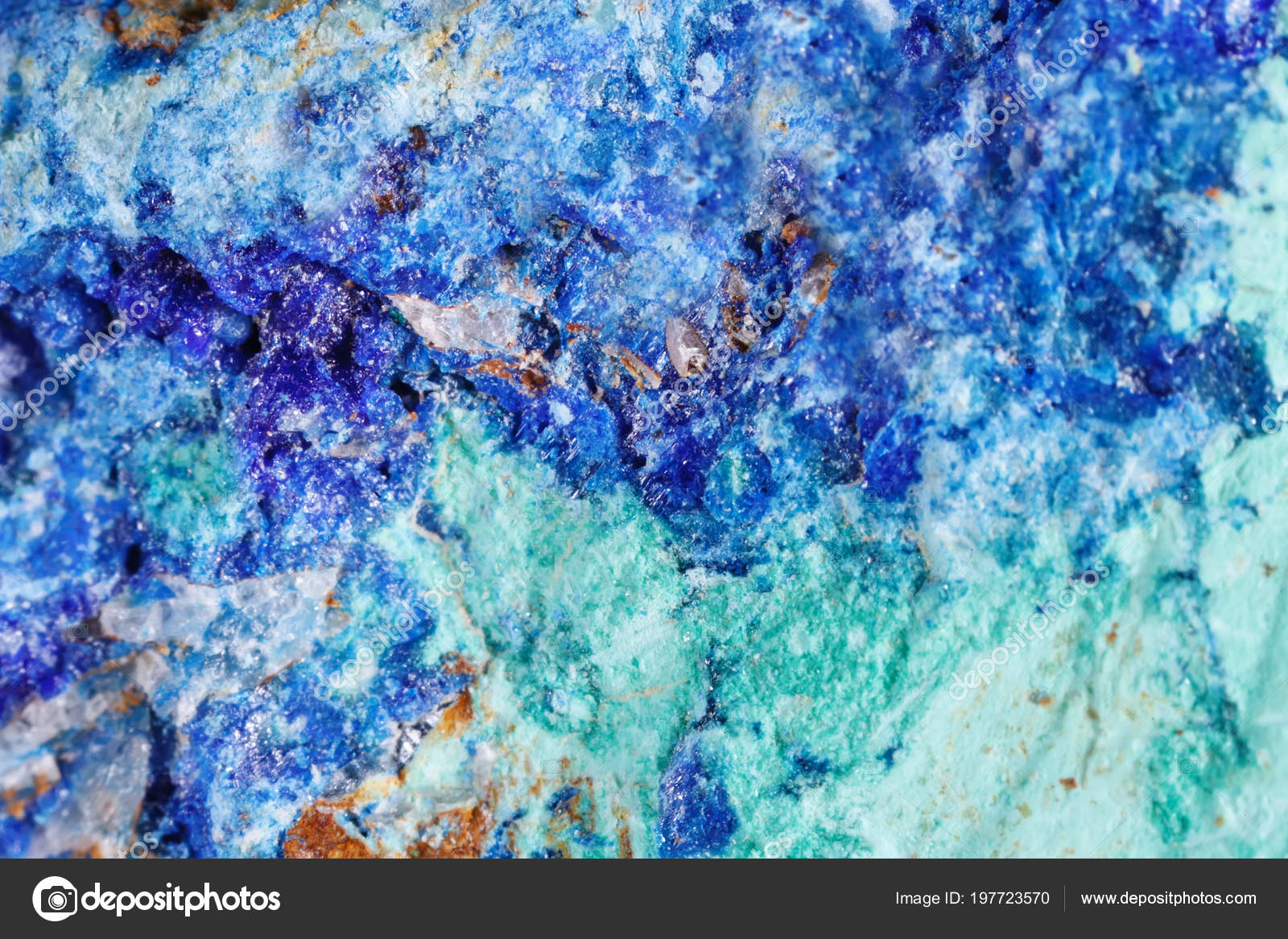 Mineral azurite. The texture of the mineral. Macro shooting of natural ...