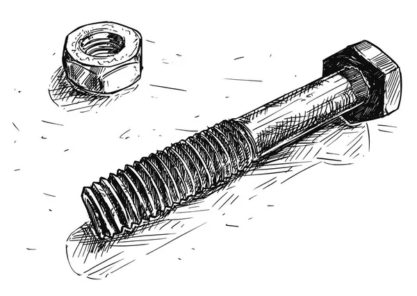 Dibujo de tinta y pluma artística vectorial ilustración de perno o ...