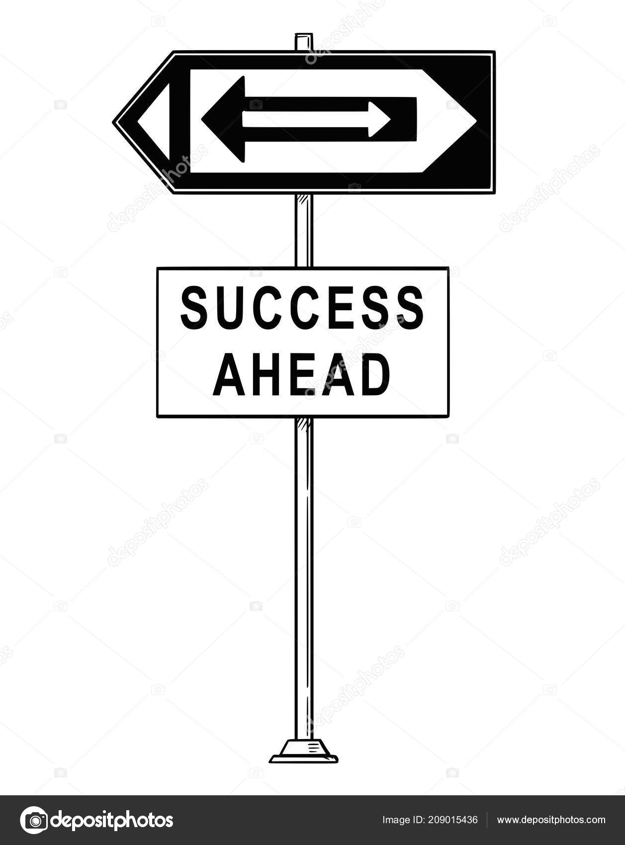 Vector Cartoon Drawing of Confusing Traffic Sign With Arrows Pointing ...