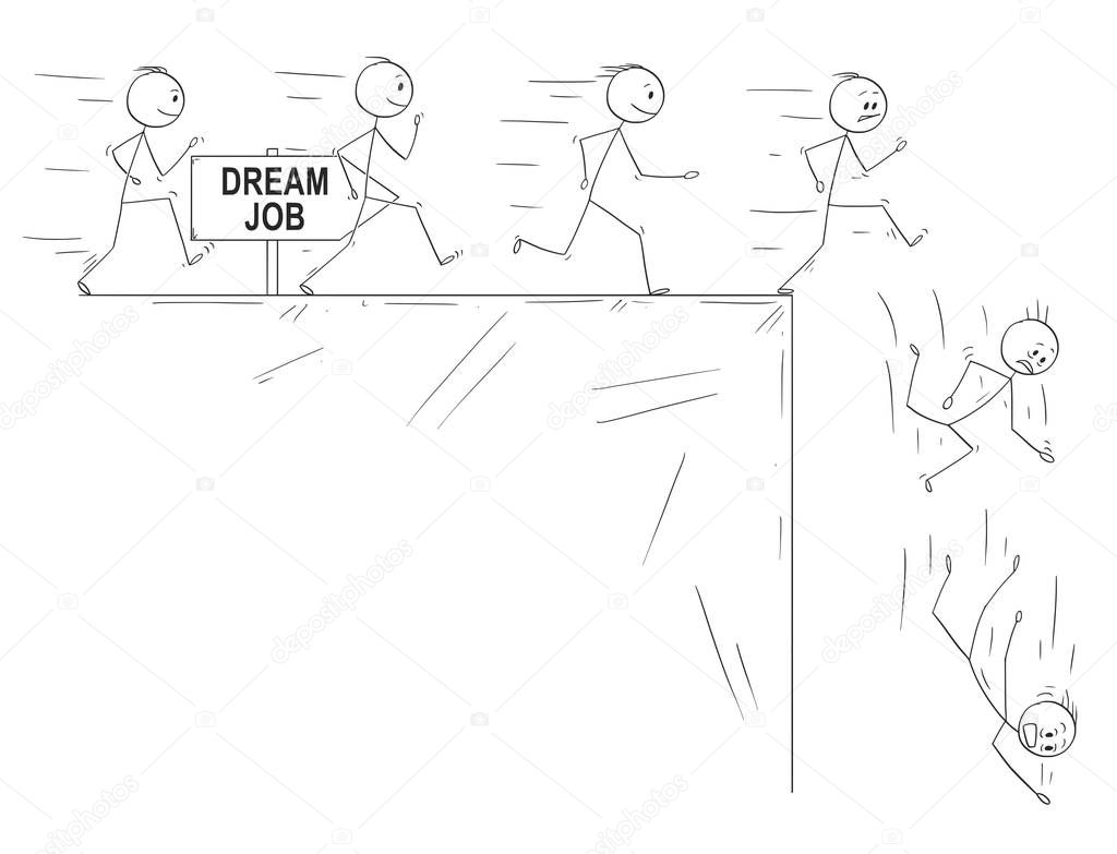 Dibujos animados conceptuales de personas que tratan de conseguir su ...