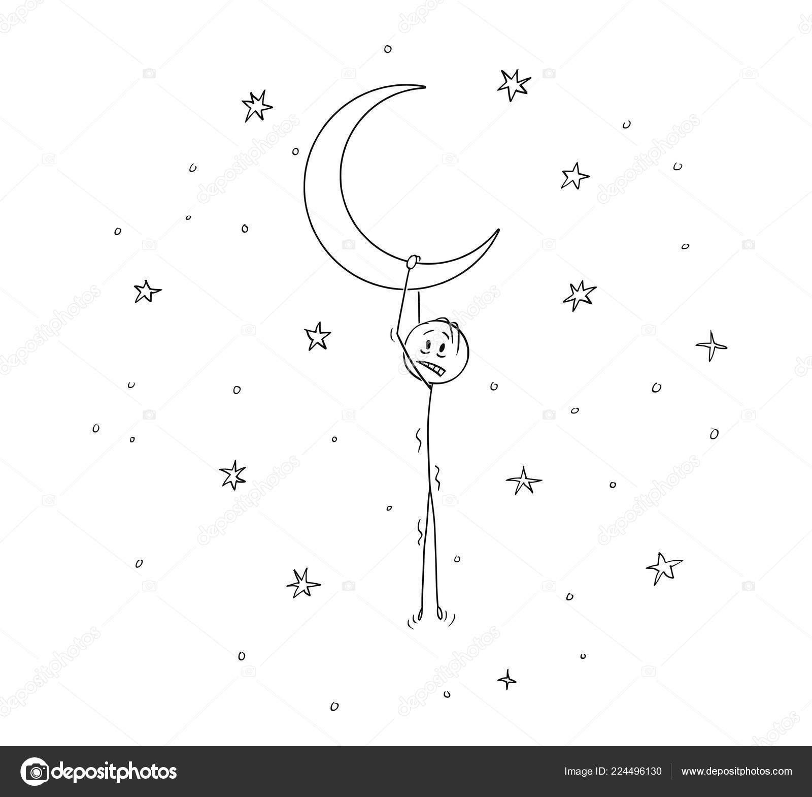Man In The Moon Crescent Drawing