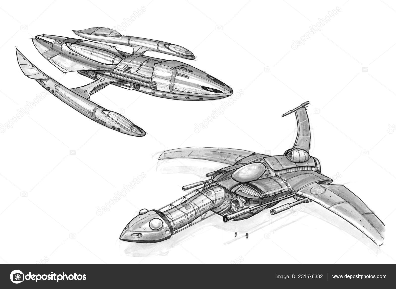 Science Fiction Spacecraft Drawing