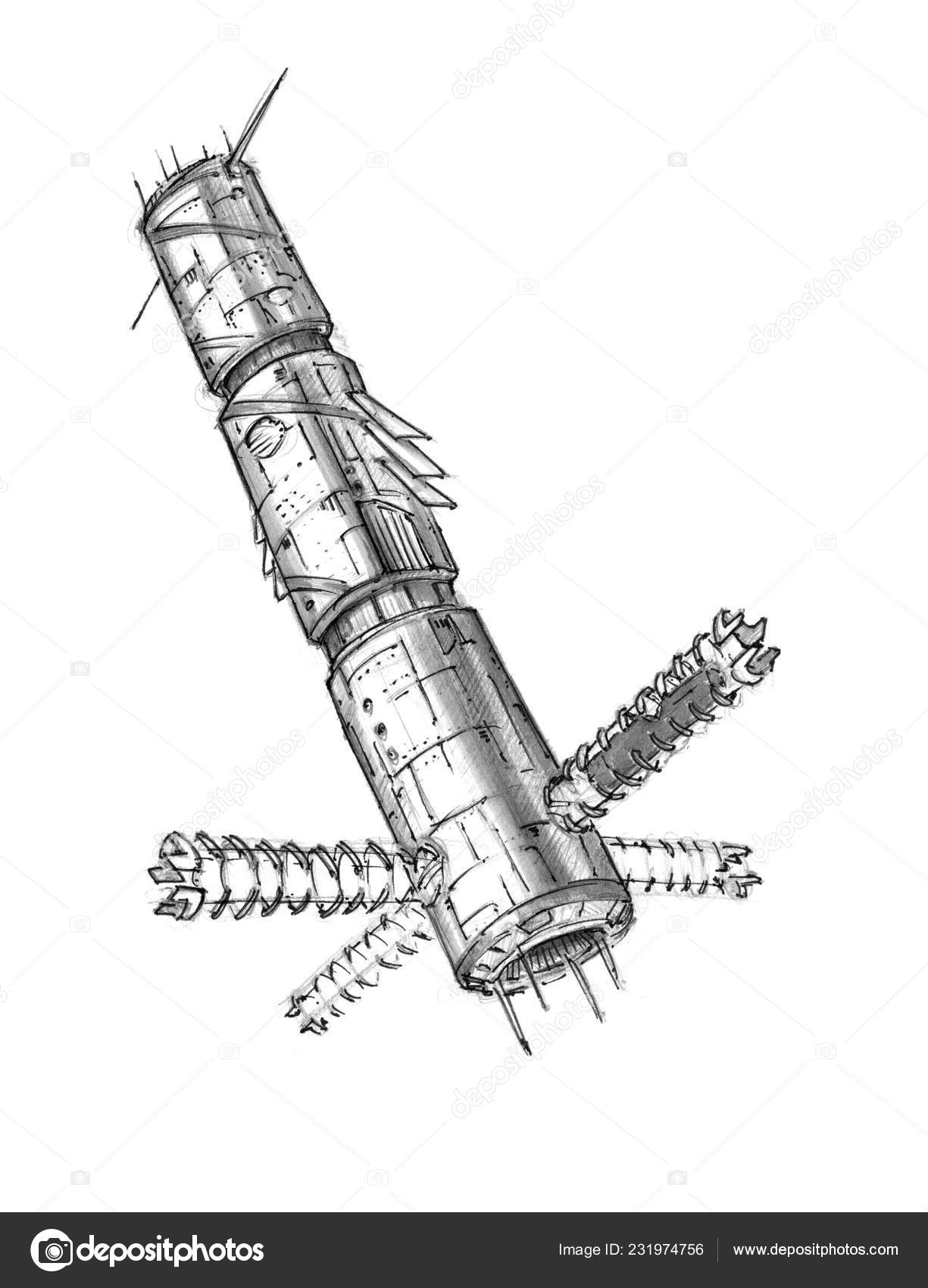 Space Station Pencil Drawings