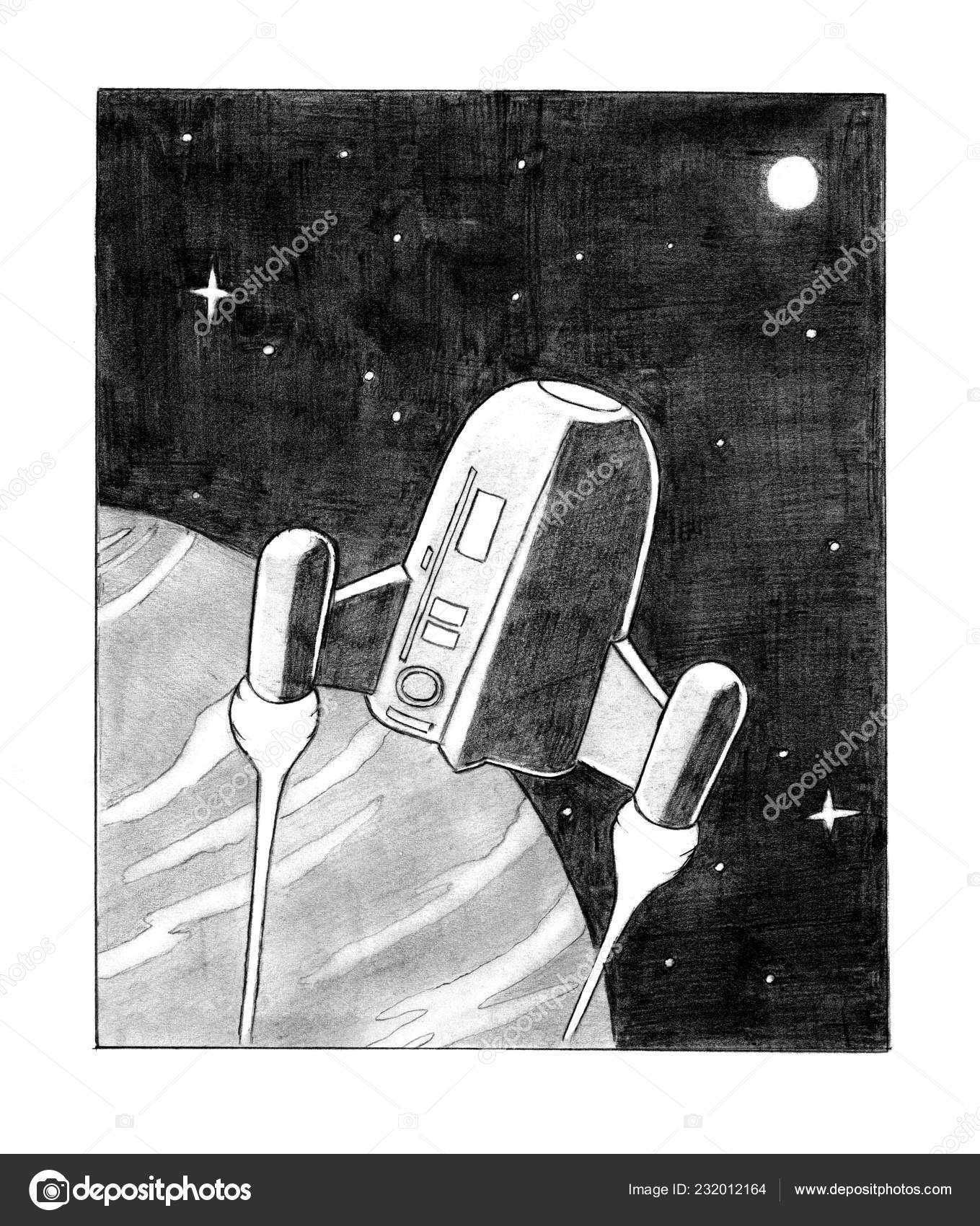 Space Planets Pencil Drawing