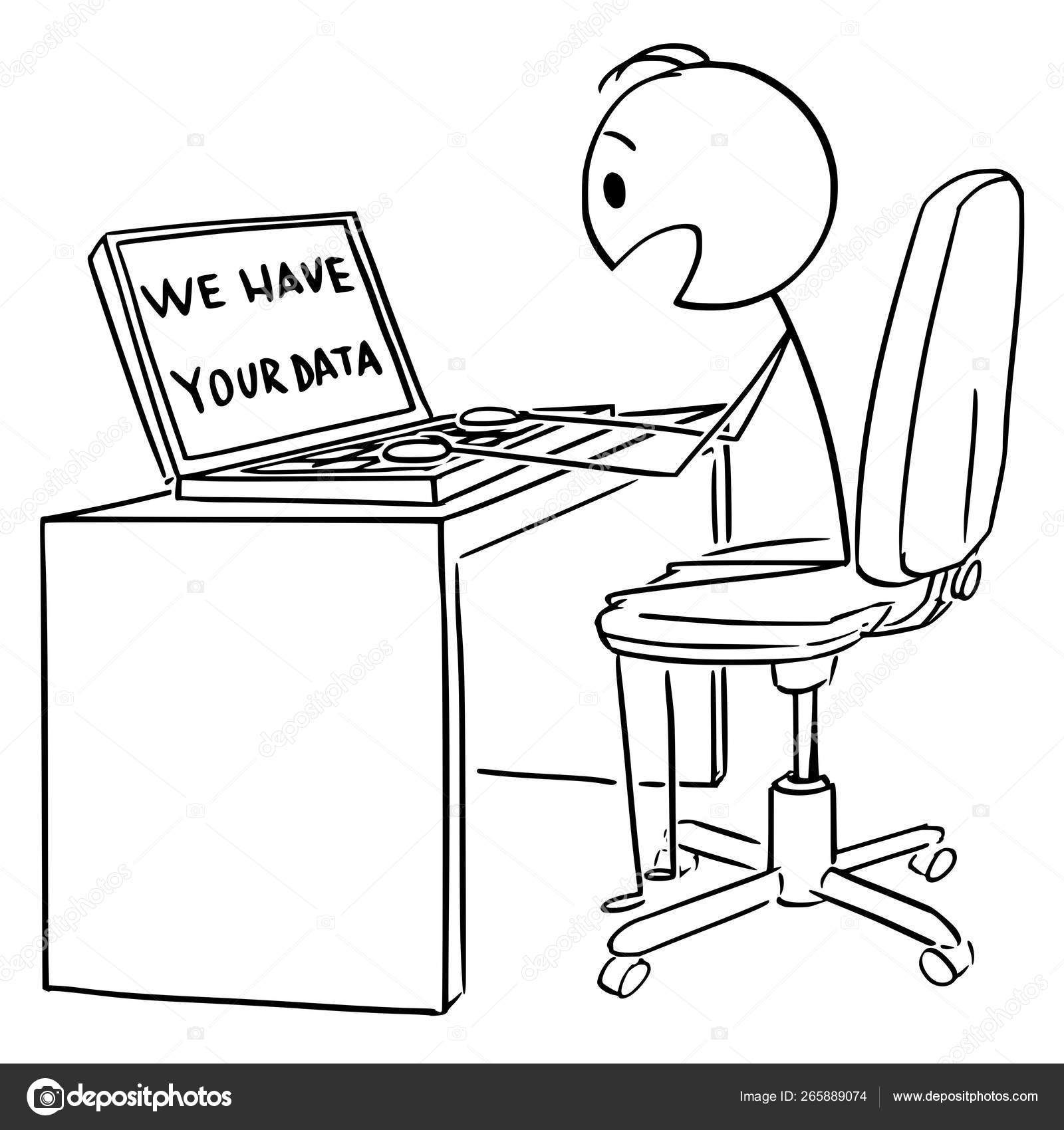 Shocked Stick Figure At Computer