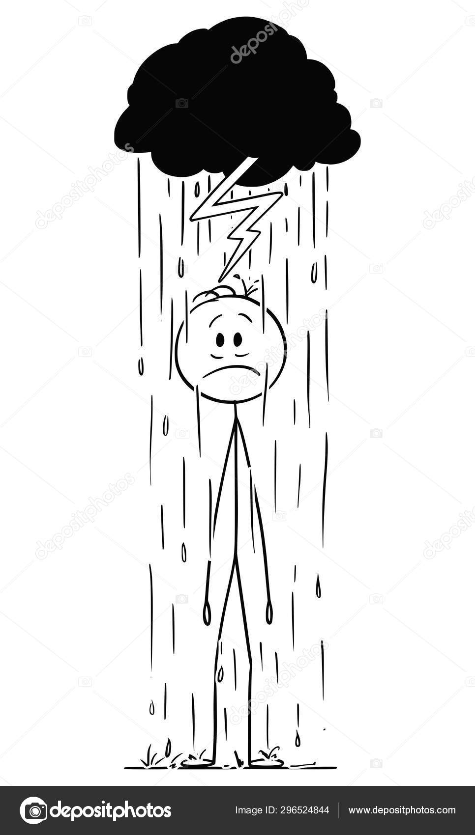 Cartoon Rain Cloud Over Head