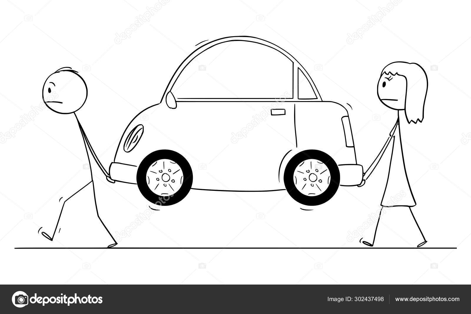 Pushing A Car Cartoon