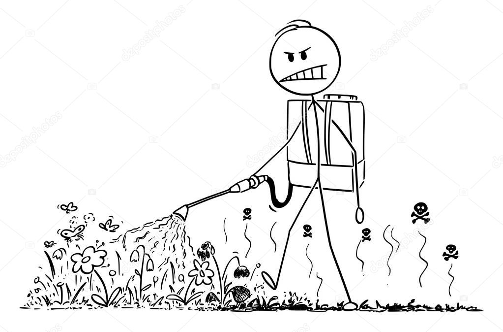 Ilustración de dibujos animados vectoriales del hombre rociando el ...