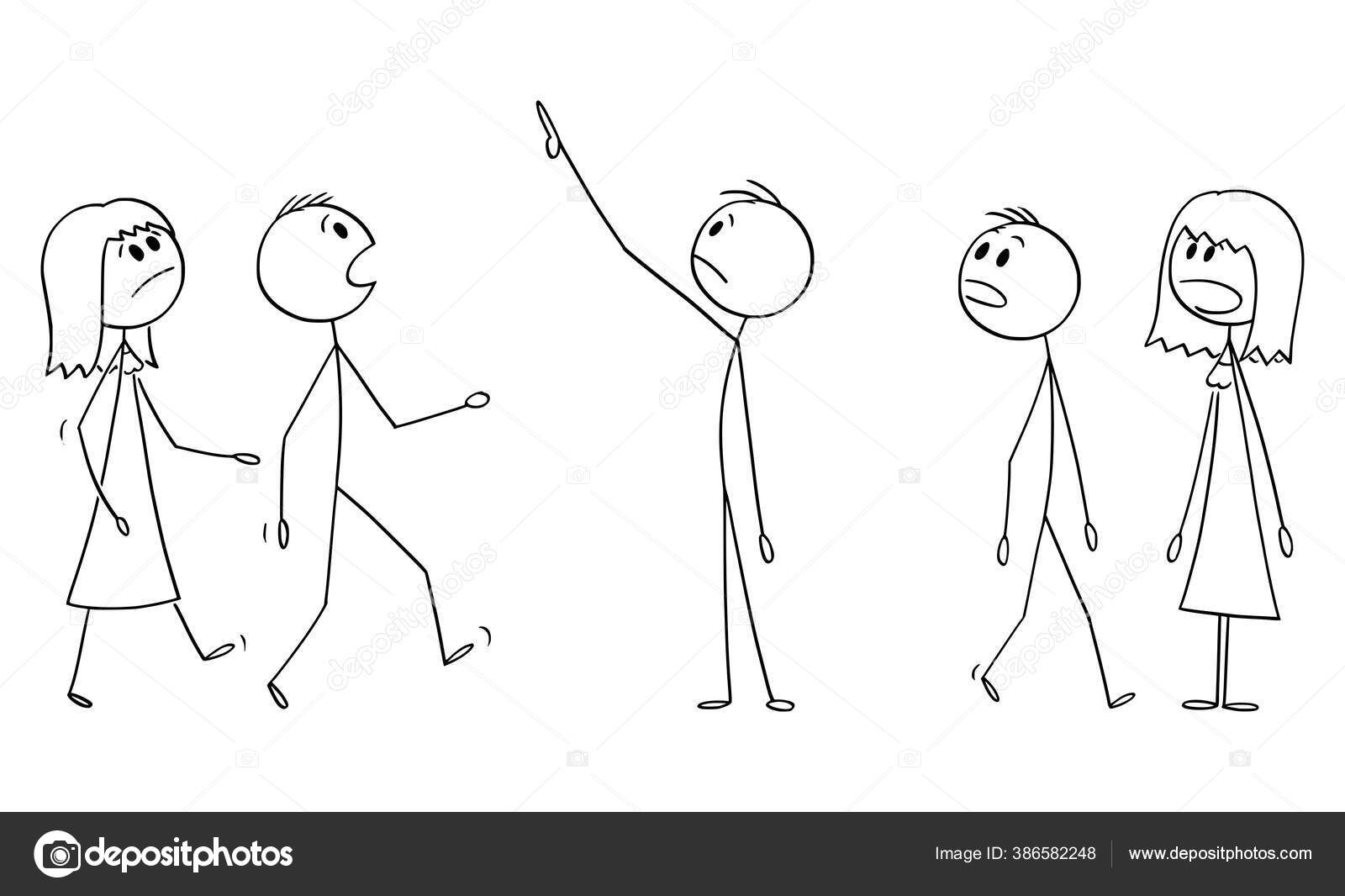 Vector Cartoon Illustration of Group or Crowd of Shocked People ...