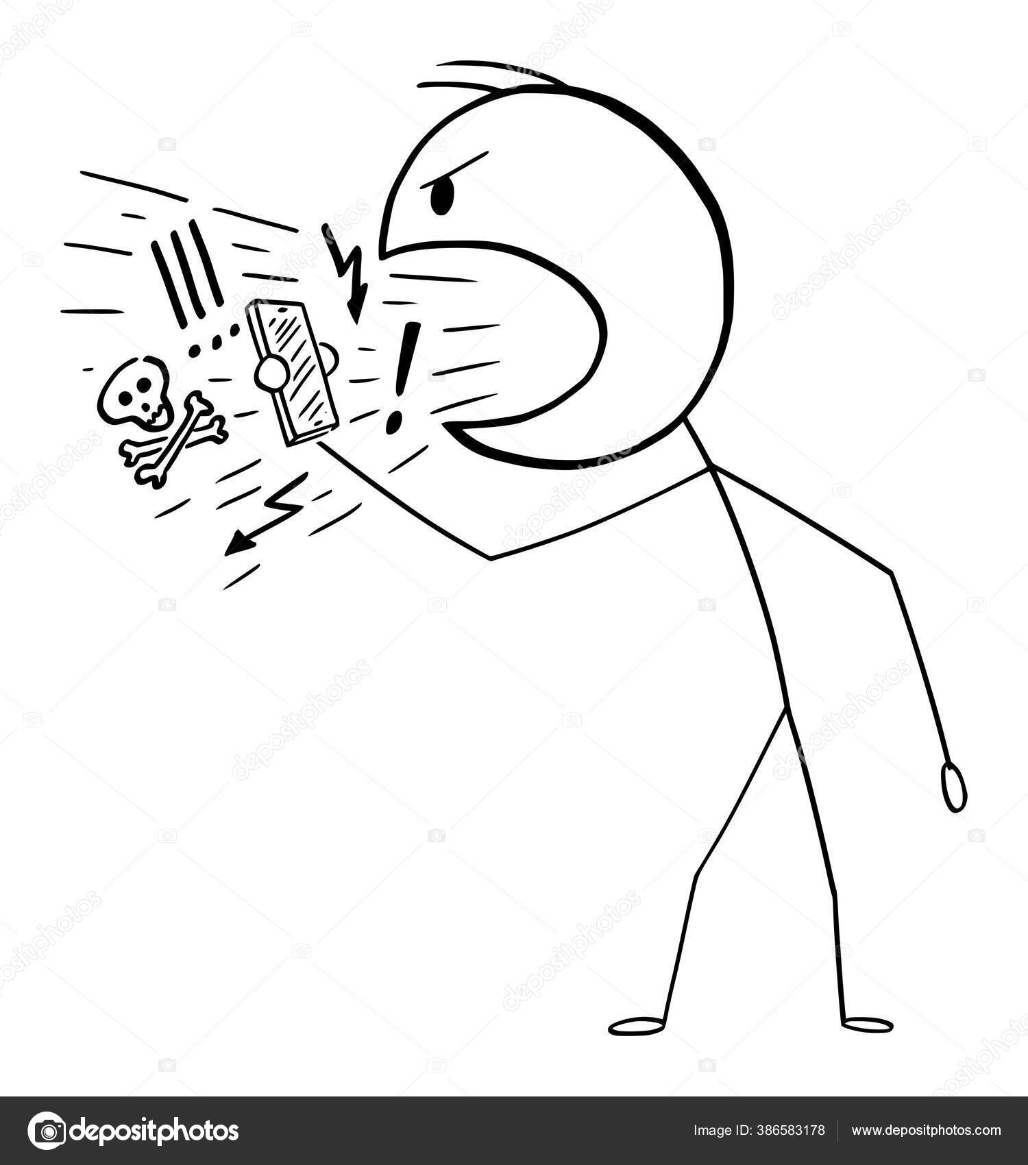 Vector Cartoon Illustration of Angry Man or Businessman Offensive ...