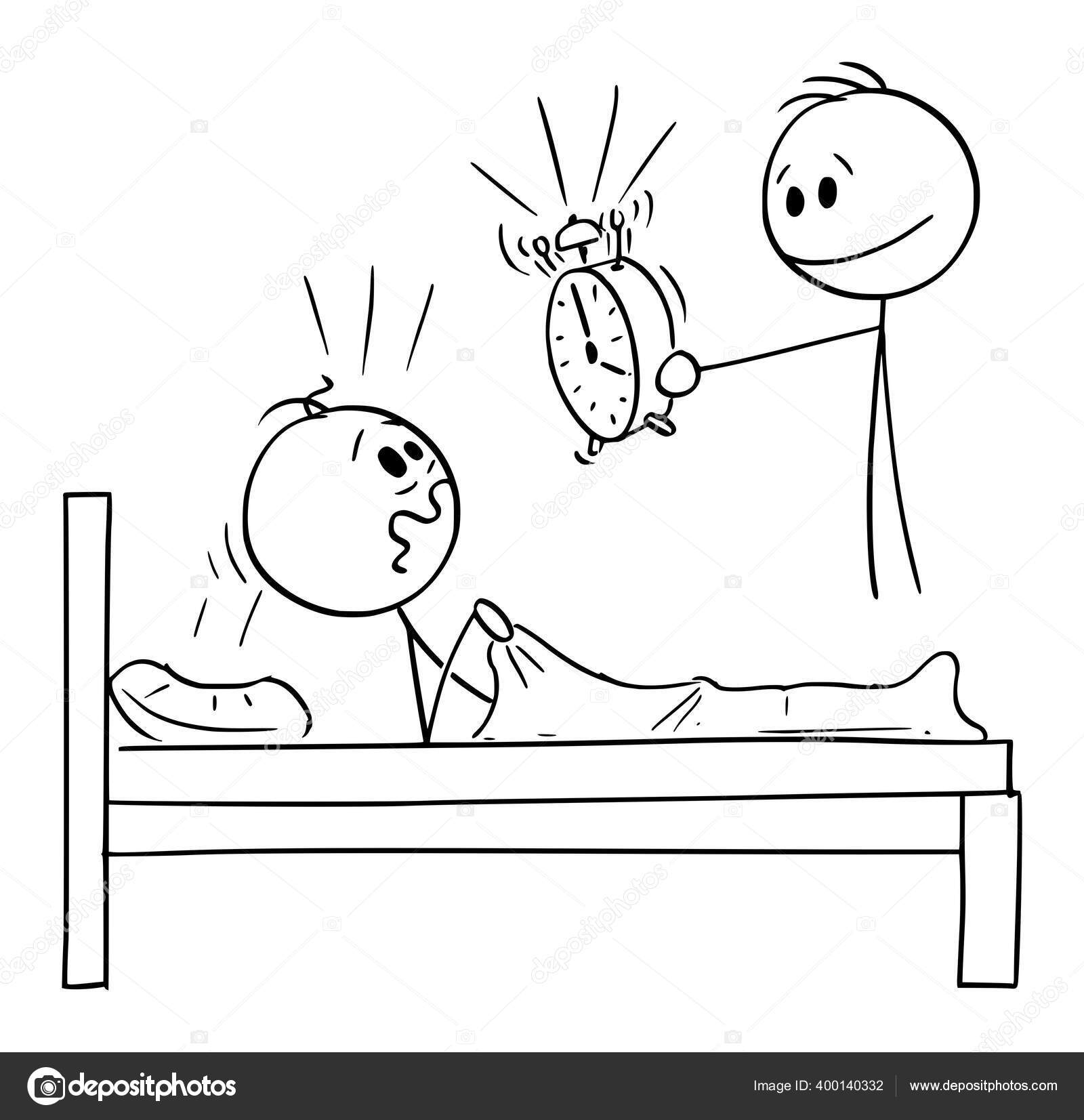 Ilustración de dibujos animados vectorial del hombre despierta ...