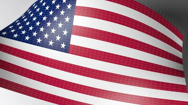 A background with a waving flag of USA and a thin white grid over it ...