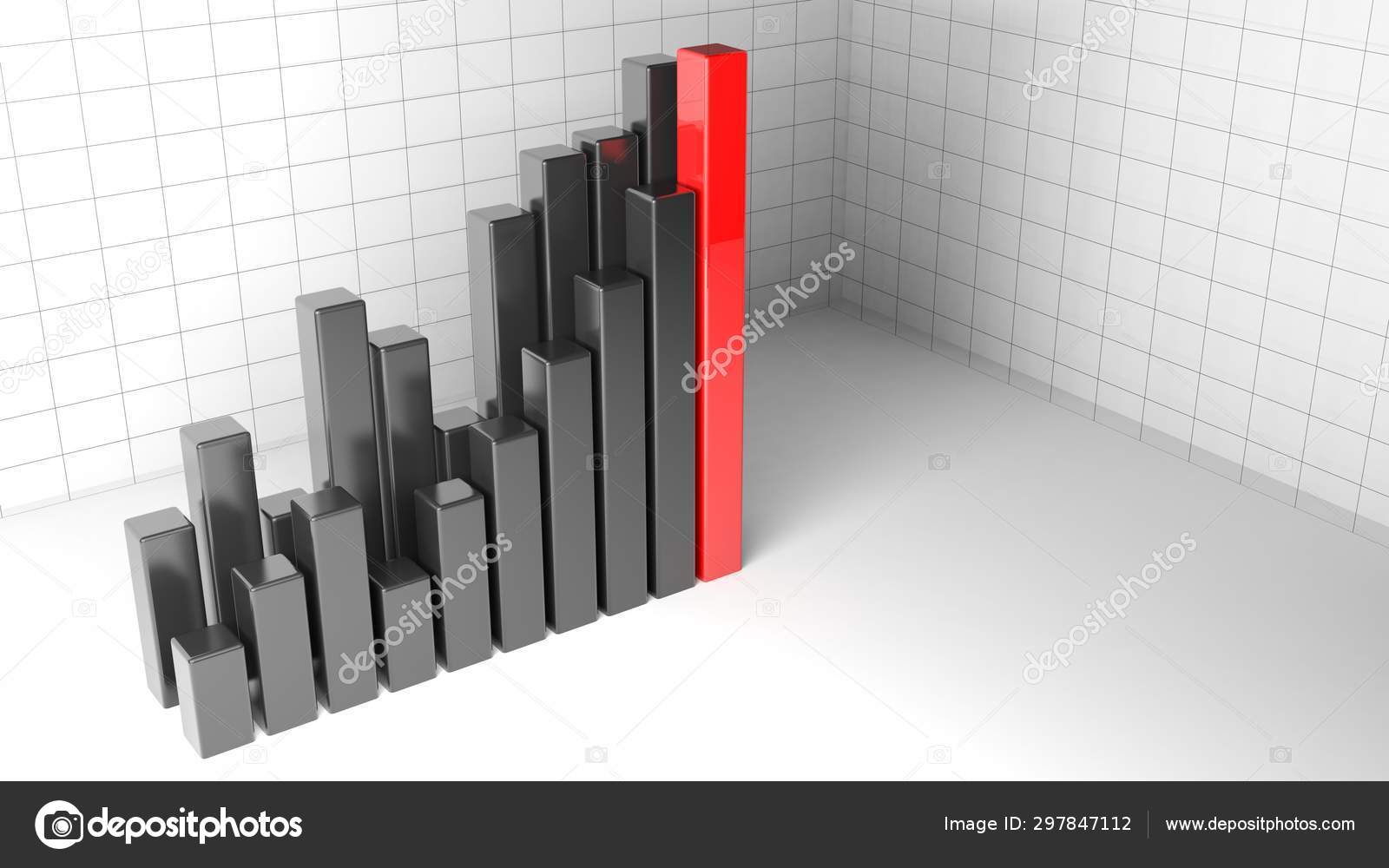 Bar Chart Black Red Bars White Background Rendering Illustration Stock ...