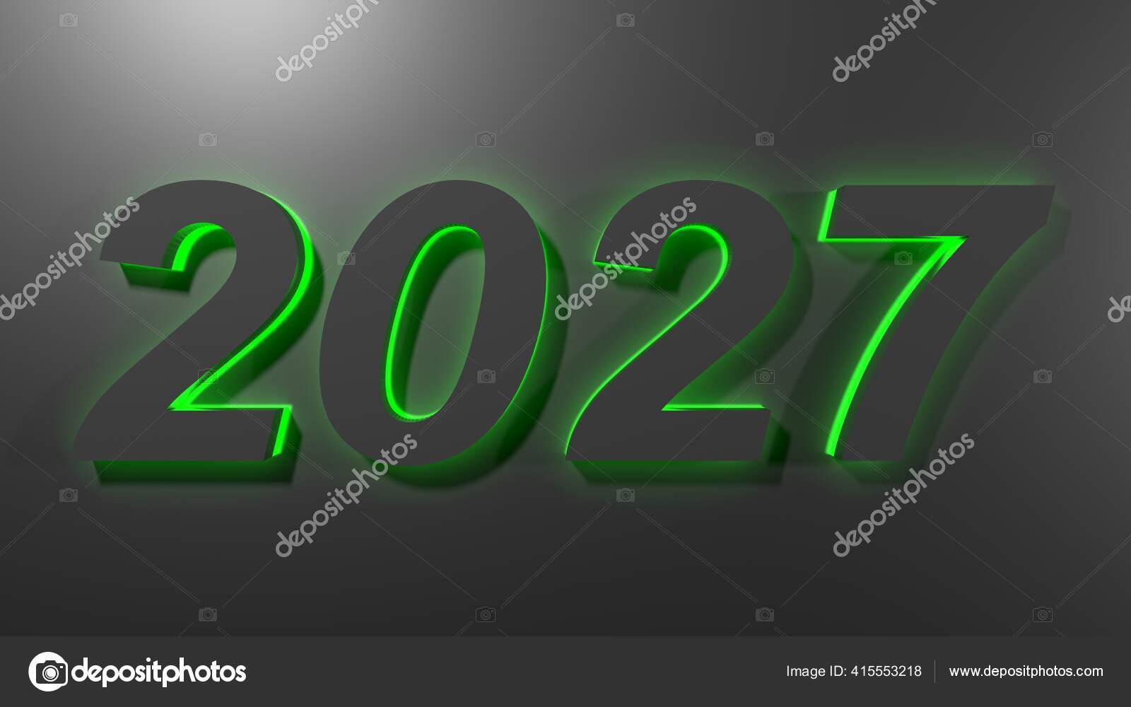 2027 Black Write Black Surface Green Backlight Rendering Illustration ...
