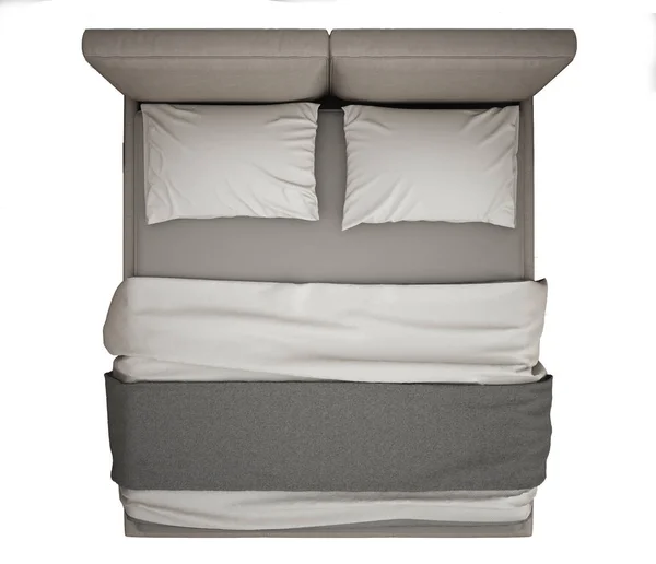 Contemporary Modern Double Bed Top View Isolated White Background Gray ...