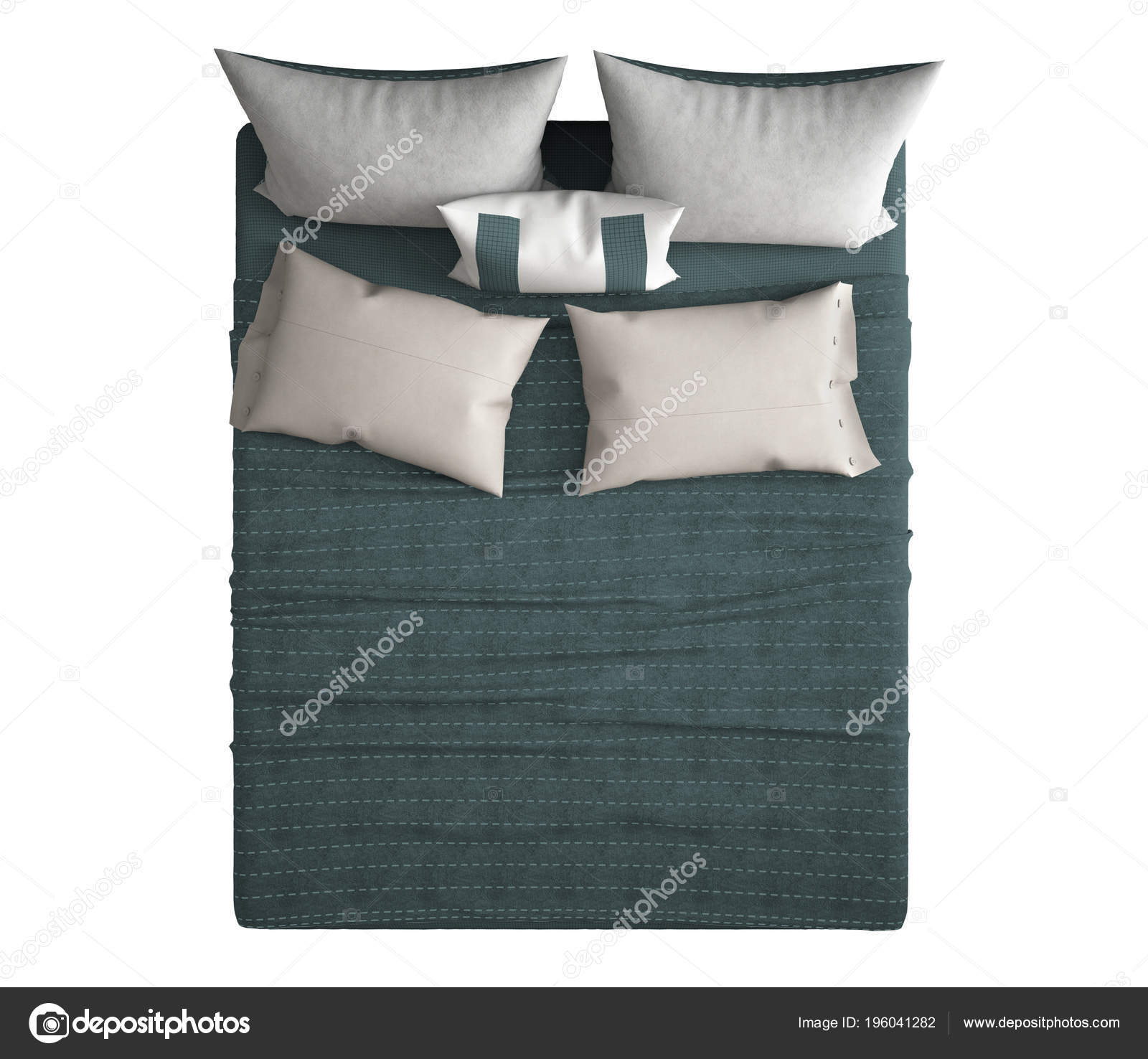 Contemporary Modern Double Bed Pillows Top View Isolated White ...