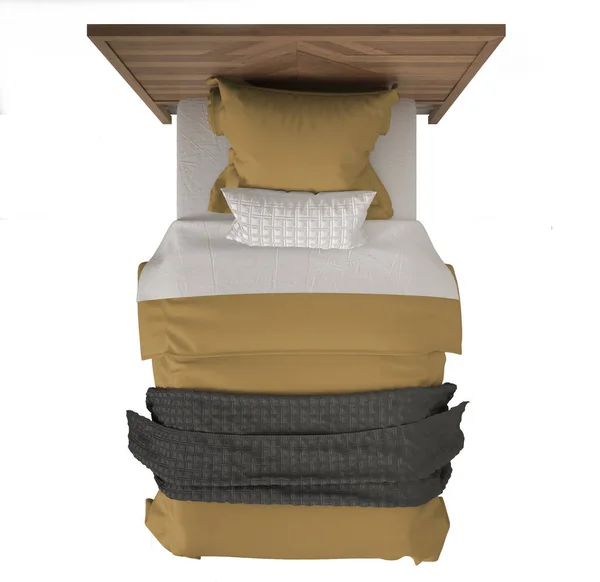 Contemporary Modern Double Bed Top View Isolated White Background Gray ...