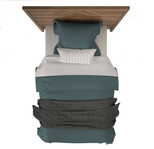 Contemporary Modern Double Bed Top View Isolated White Background Gray ...