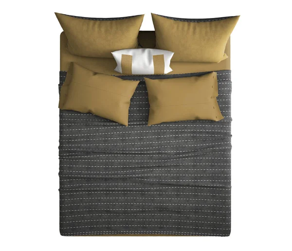 Contemporary Modern Double Bed Pillows Top View Isolated White ...