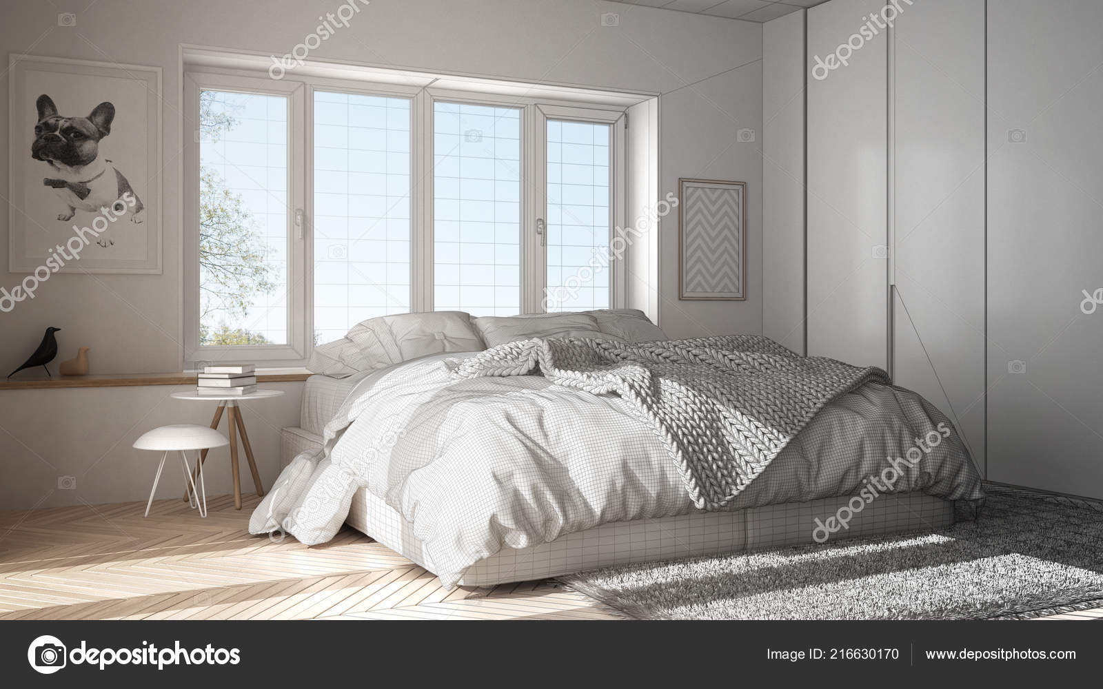 Unfinished Project Draft Interior Design Scandinavian White Green ...