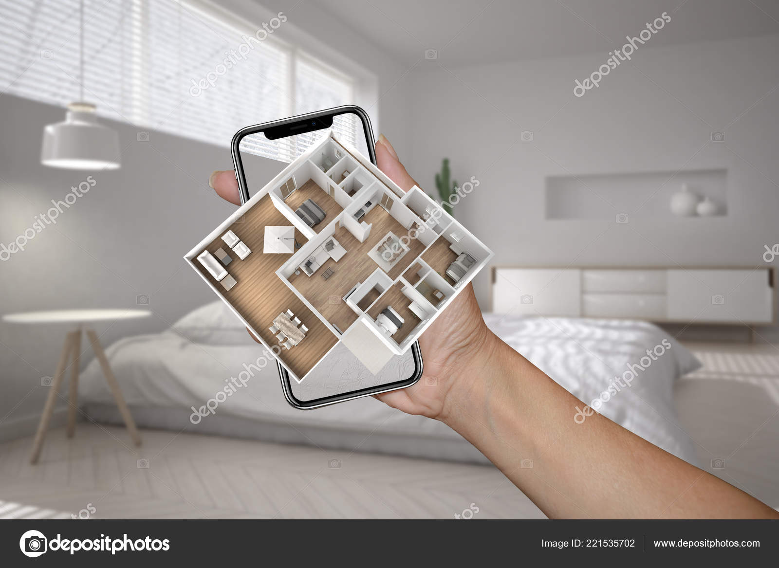 Augmented Reality Concept Hand Holding Smartphone Application Used ...