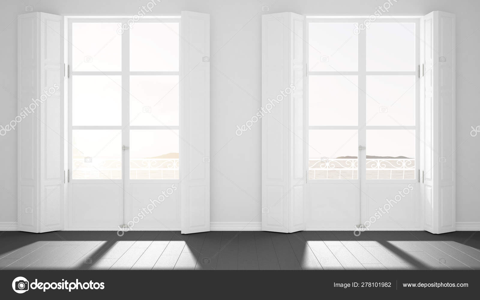 Empty Room With Window And Door