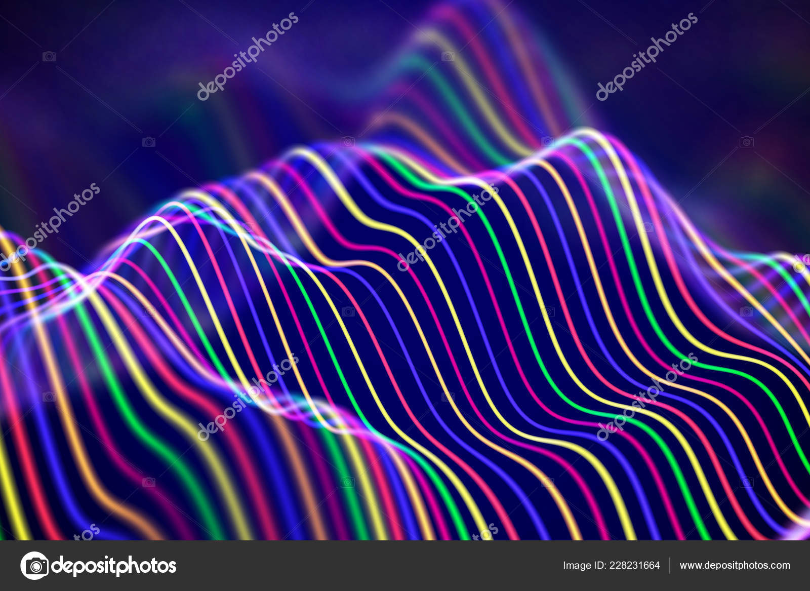 3D Sound waves. Big data abstract visualization. Stock Vector Image by ...