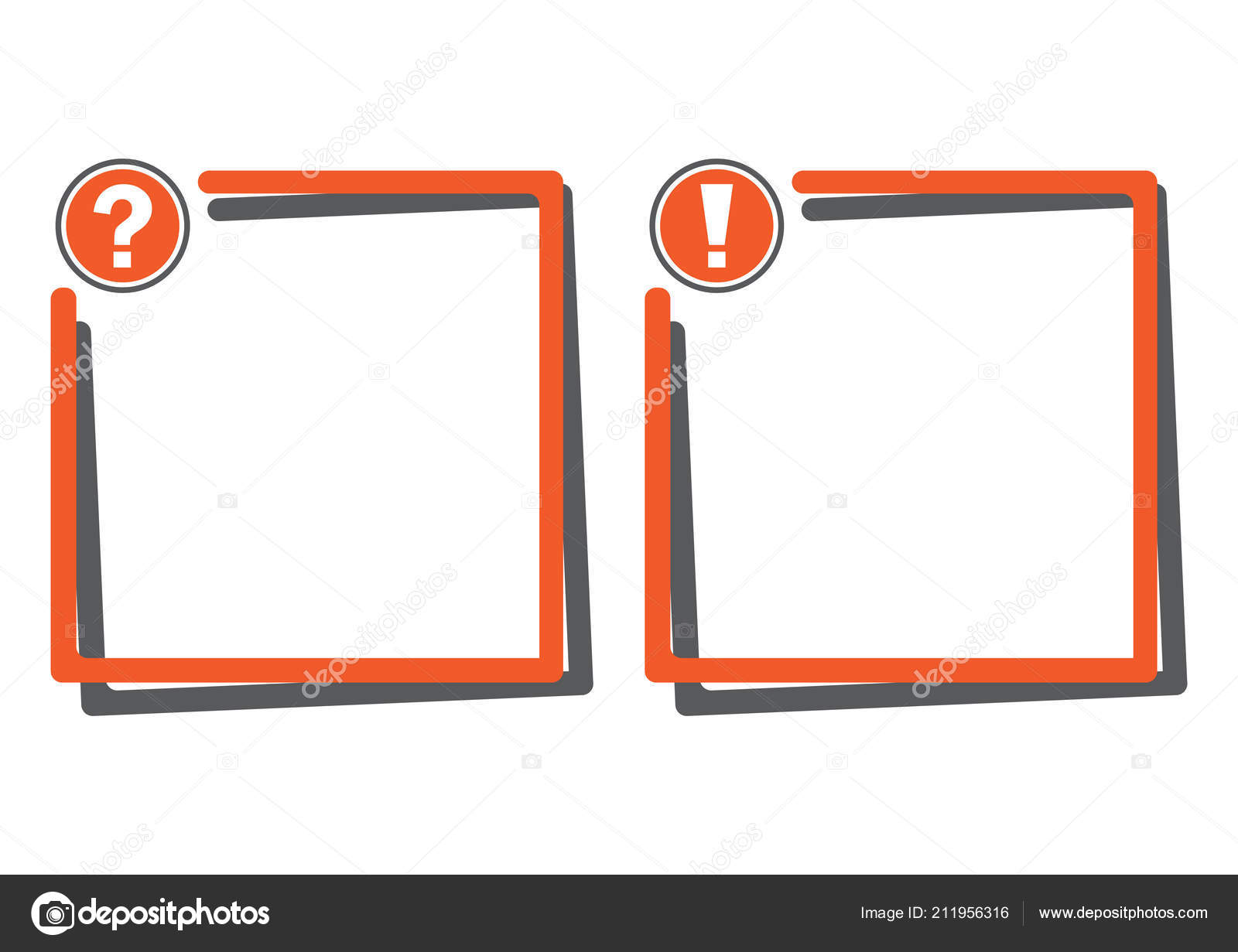 Text boxes with question mark button and exclamation mark button ...
