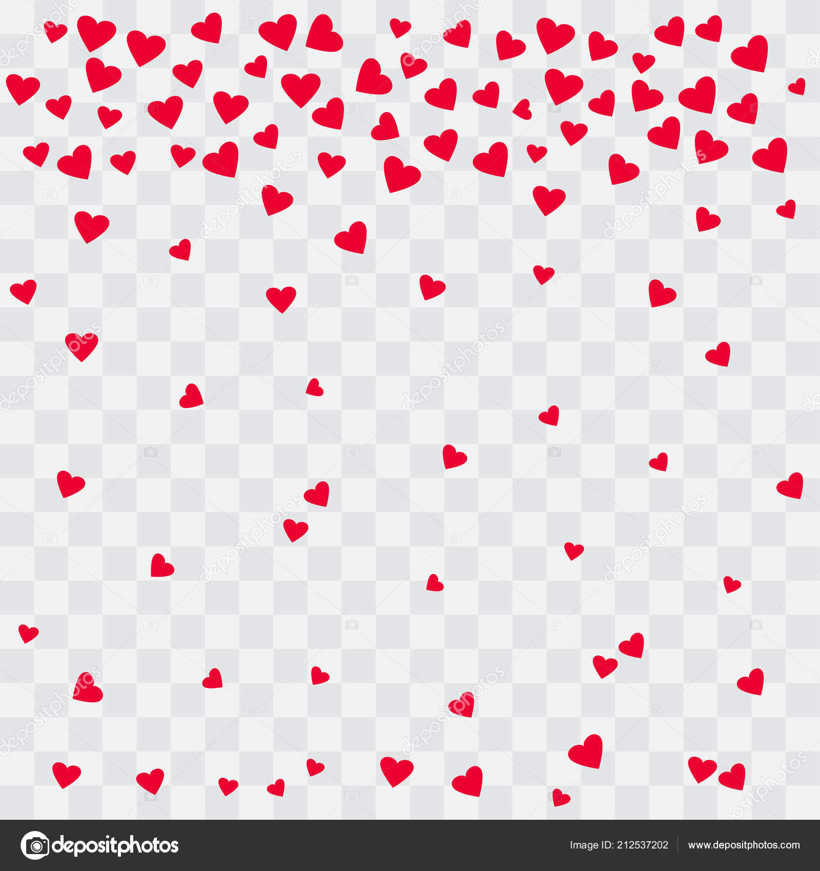 Background Red Hearts Falling Hearts Transparent Background Vector ...