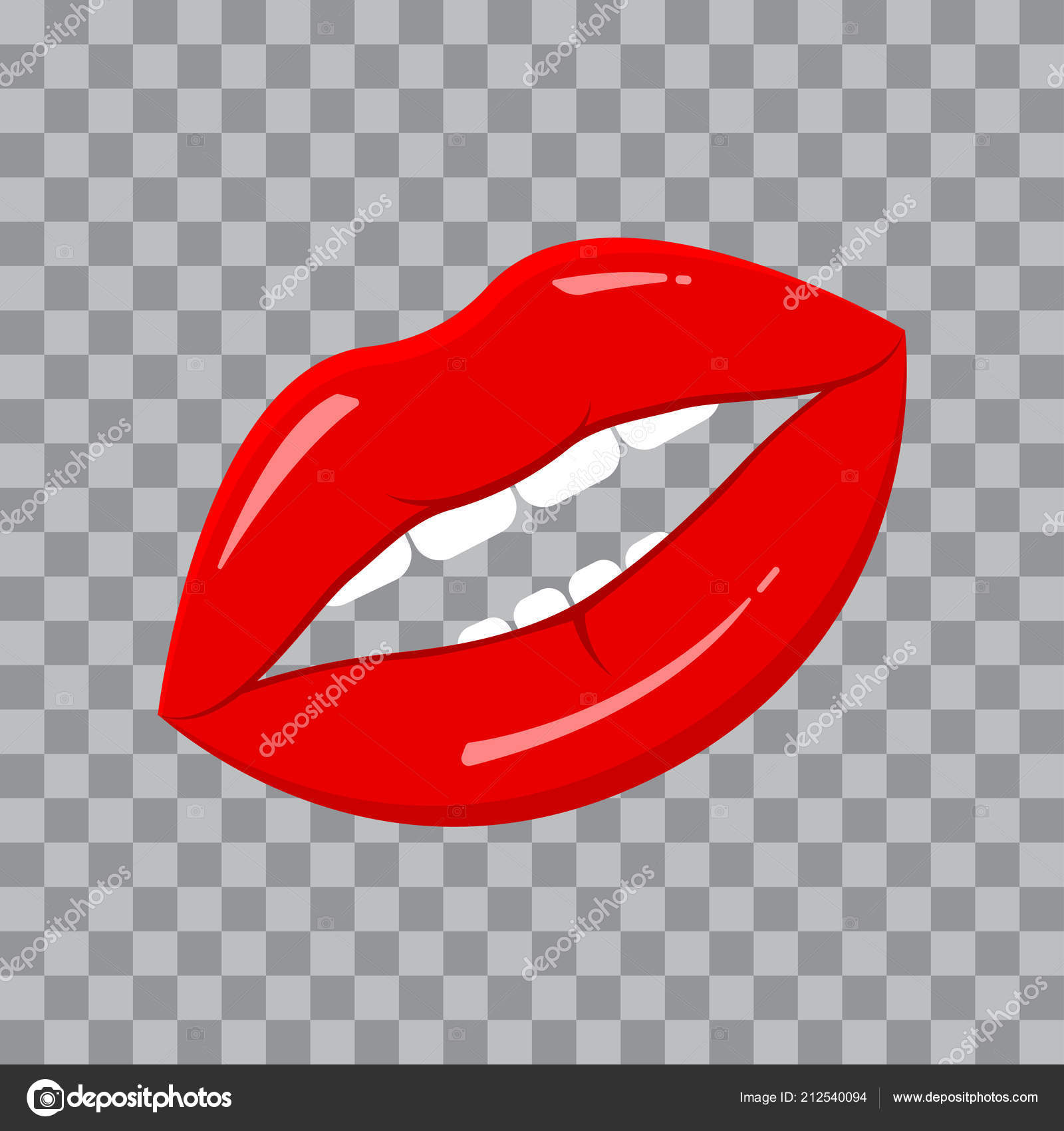 Labios Rojos Sobre Fondo Transparente Ilustración Vectorial Vector de ...