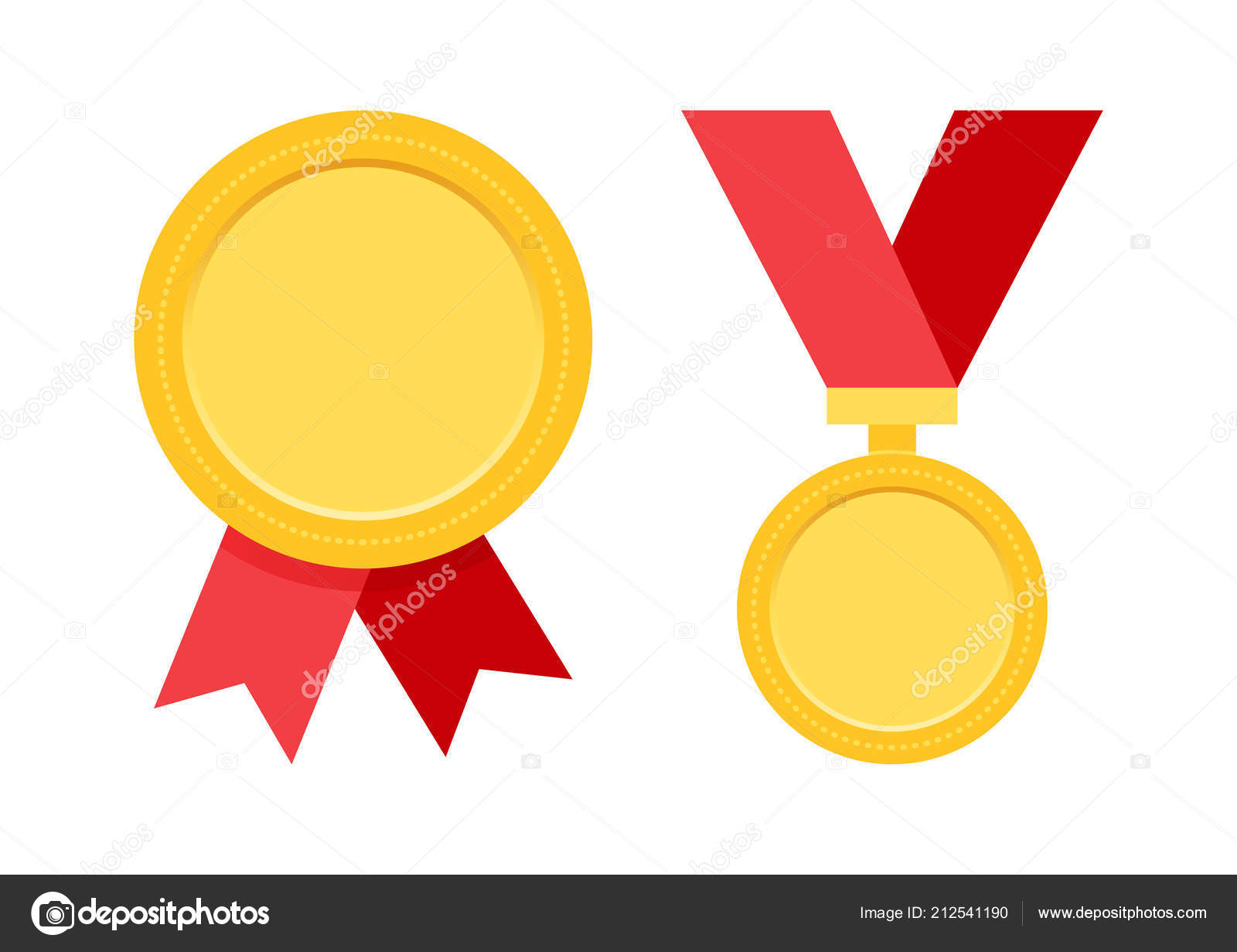 Set Golden Medals Red Ribbon Vector Illustration Stock Vector by ©Sylfida 212541190