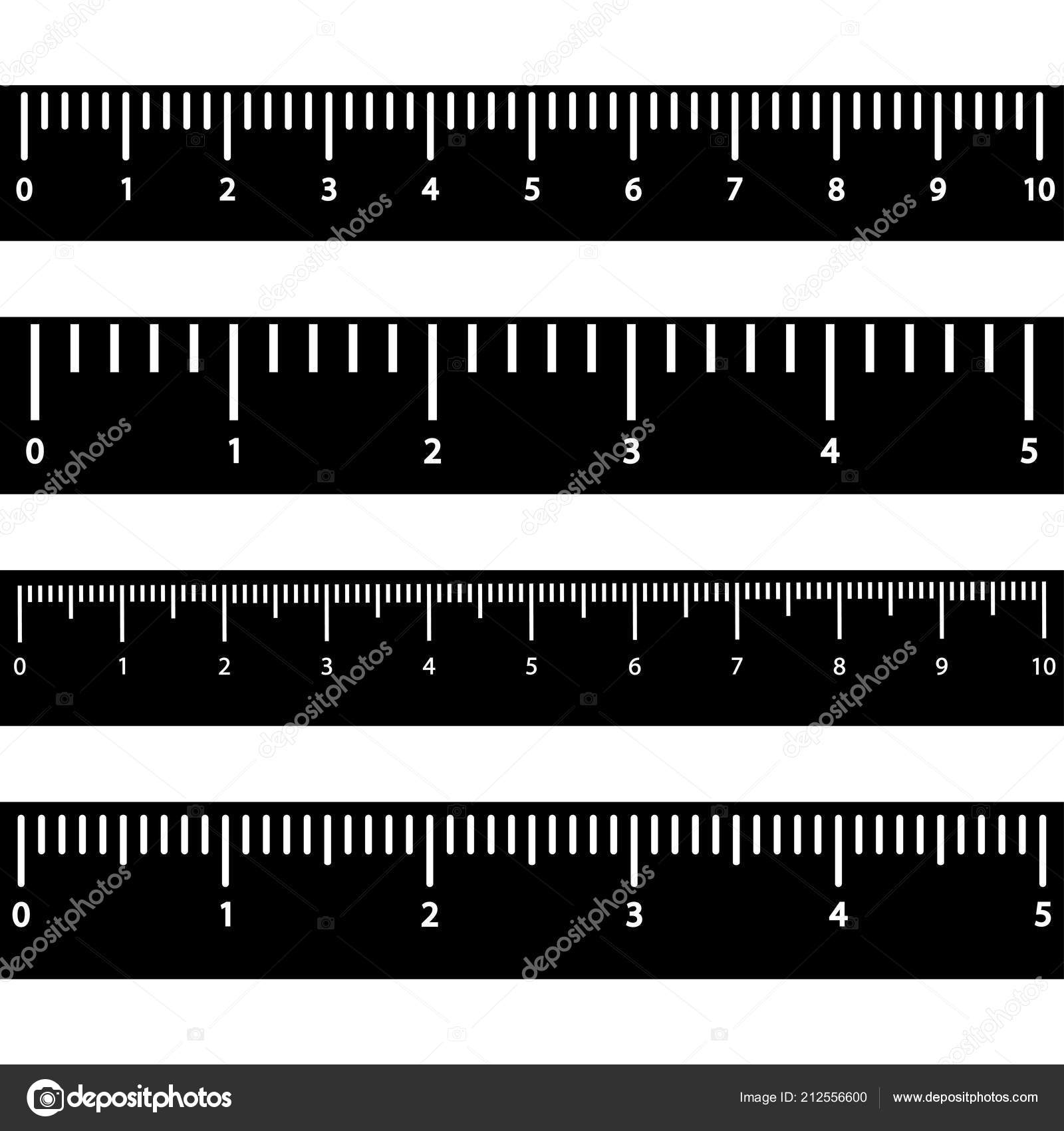 Set Black Rulers White Scale Numbers Vector Illustration Stock Vector ...