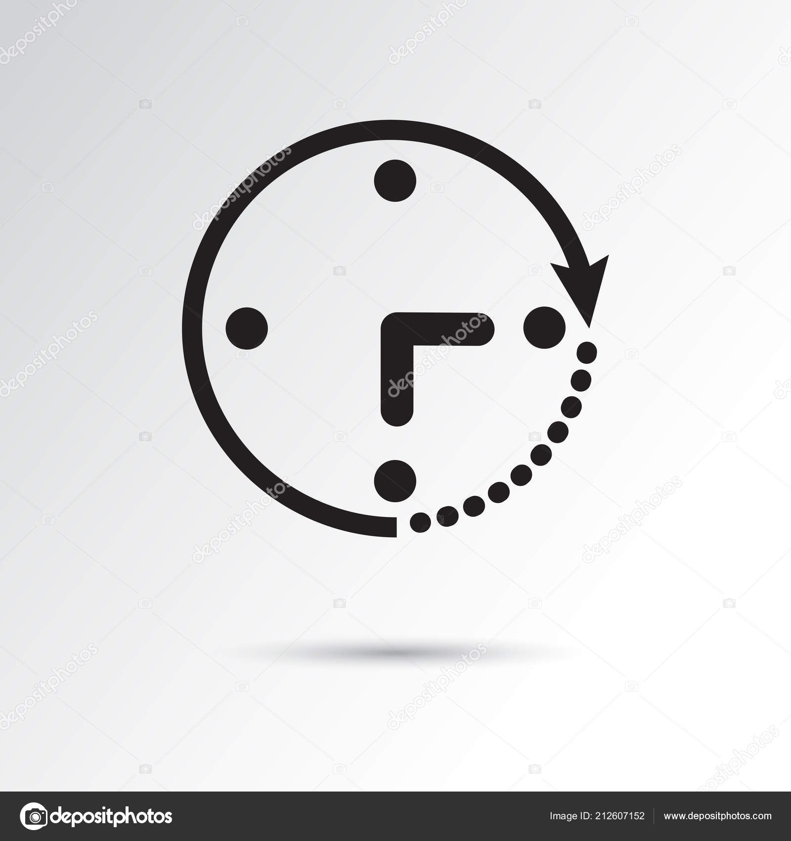 Black Clock Icon Shadow Vector Illustration Stock Vector Image by ...