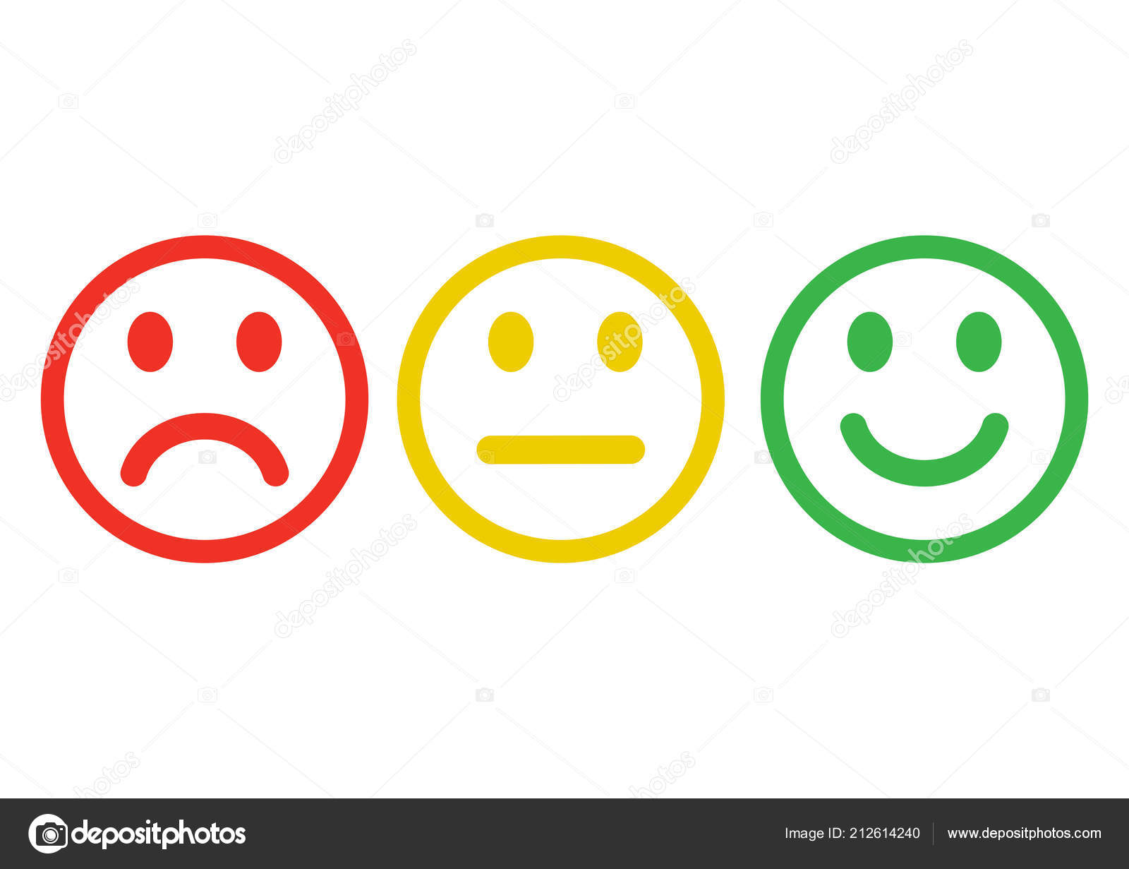 Red Yellow Green Smileys Emoticons Icon Negative Neutral Positive ...