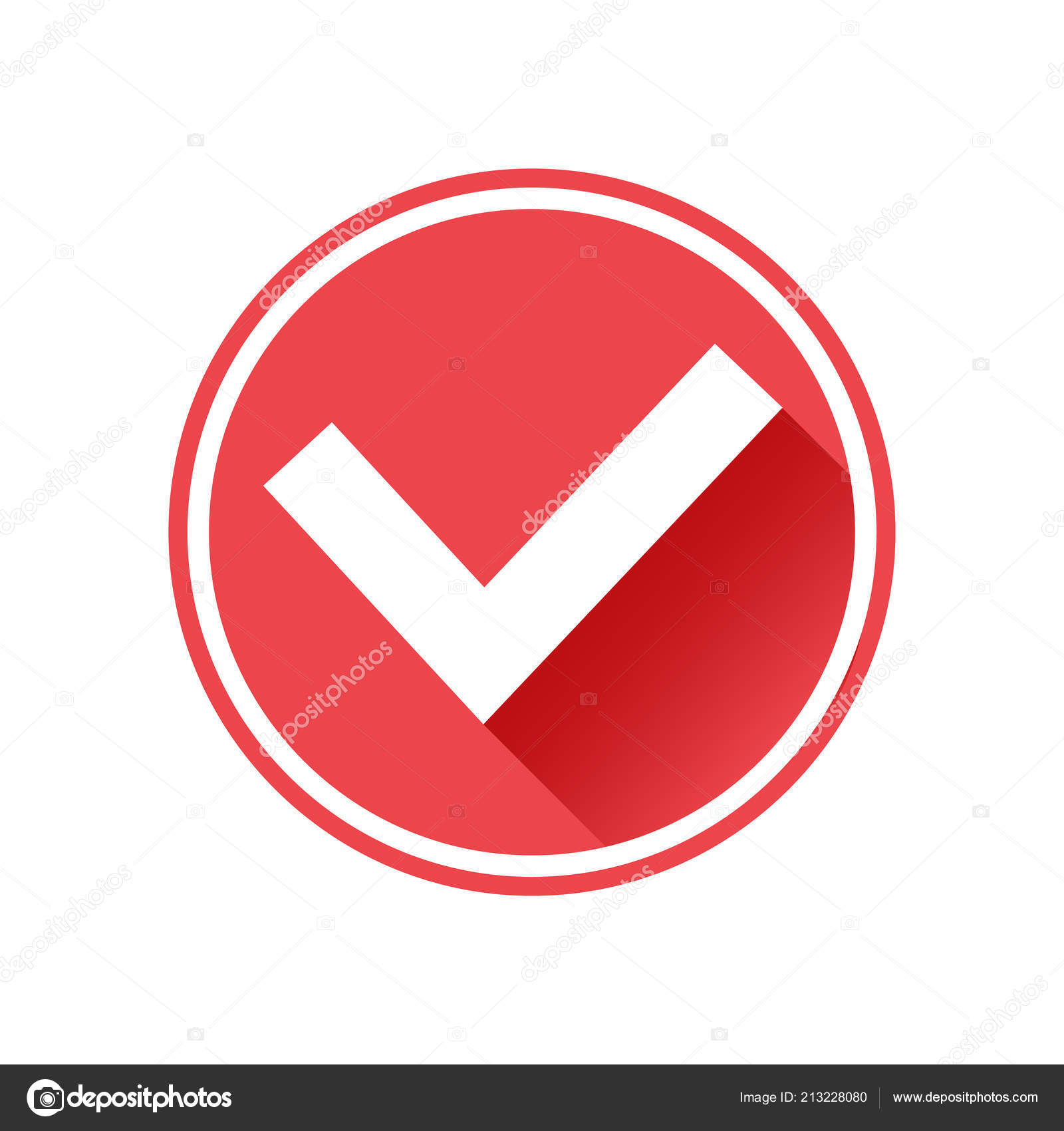 Marca Verificación Marca Icono Signo Blanco Botón Rojo Ilustración ...